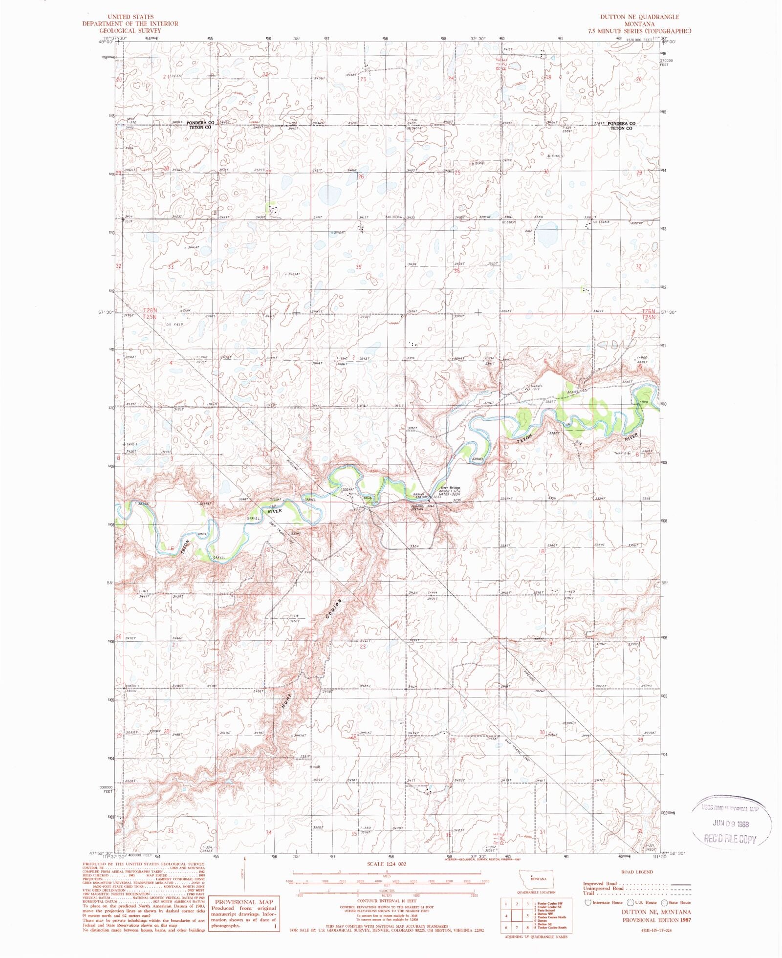 Classic USGS Dutton NE Montana 7.5'x7.5' Topo Map – MyTopo Map Store