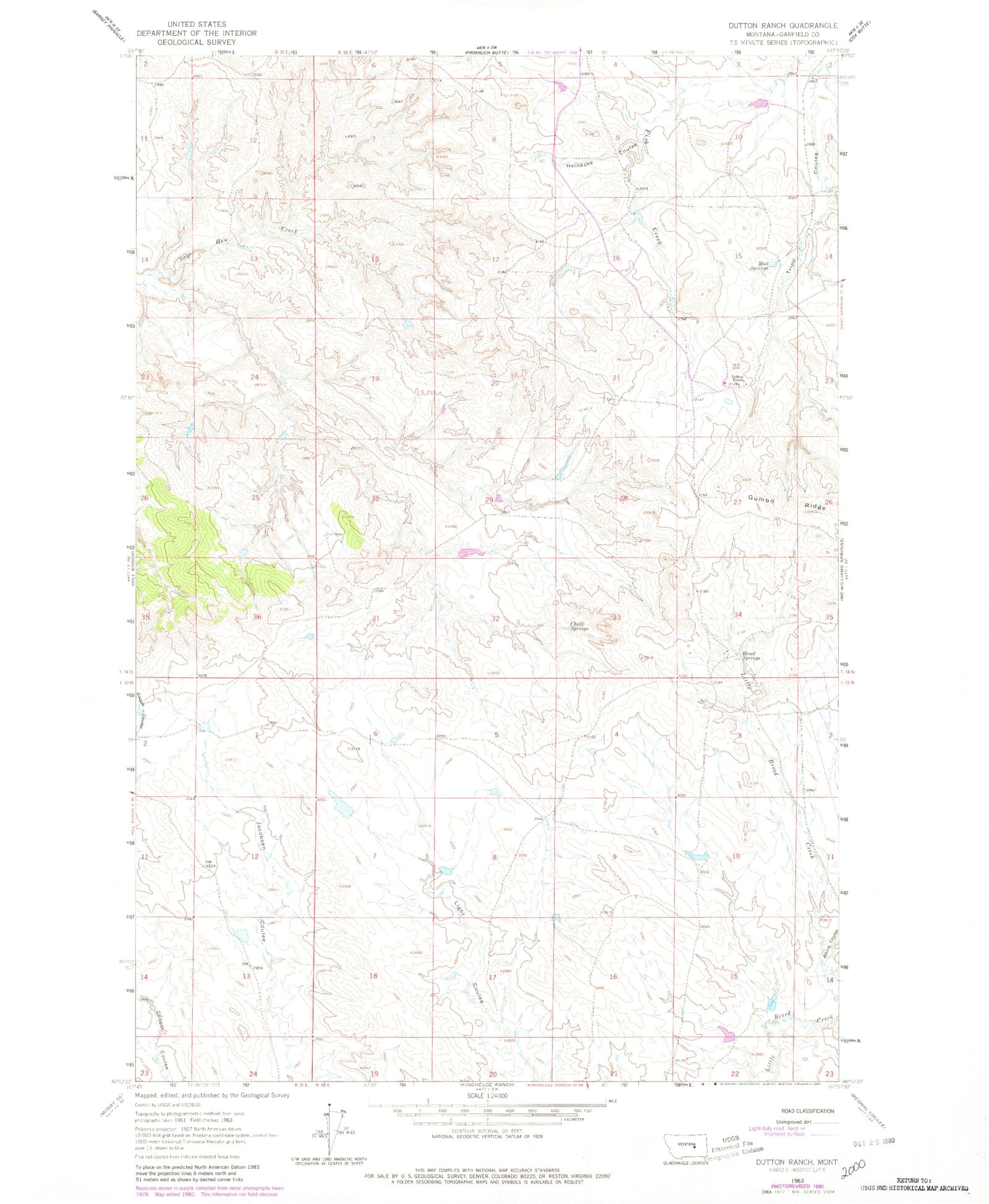 Classic USGS Dutton Ranch Montana 7.5'x7.5' Topo Map – MyTopo Map Store