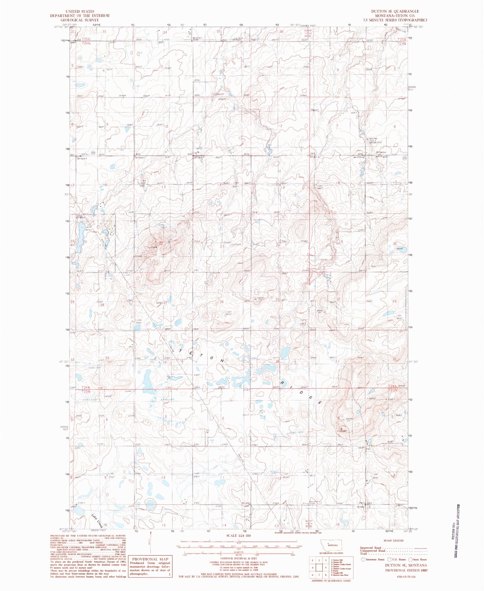 Classic USGS Dutton SE Montana 7.5'x7.5' Topo Map – MyTopo Map Store