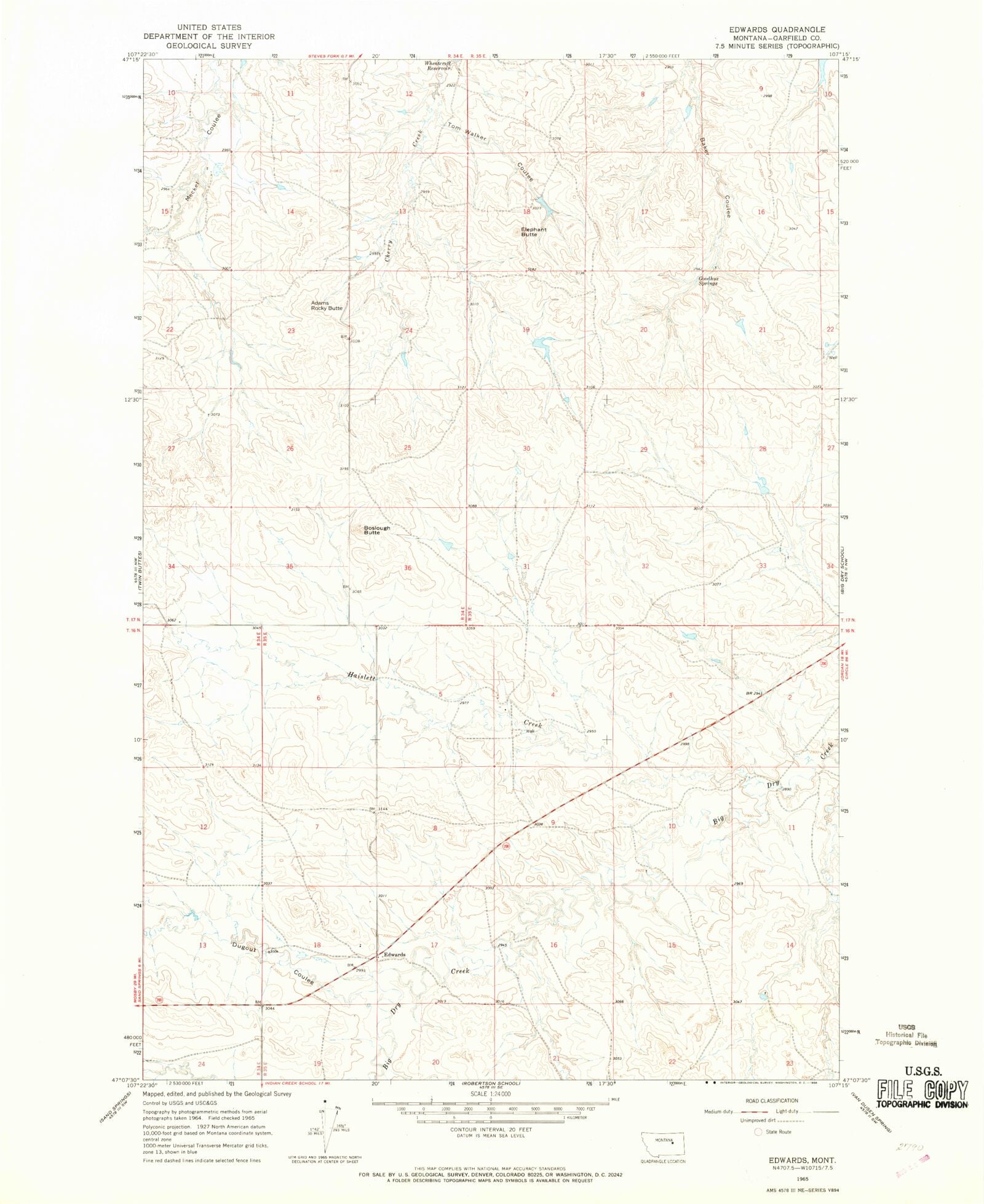 Classic USGS Edwards Montana 7.5'x7.5' Topo Map – MyTopo Map Store