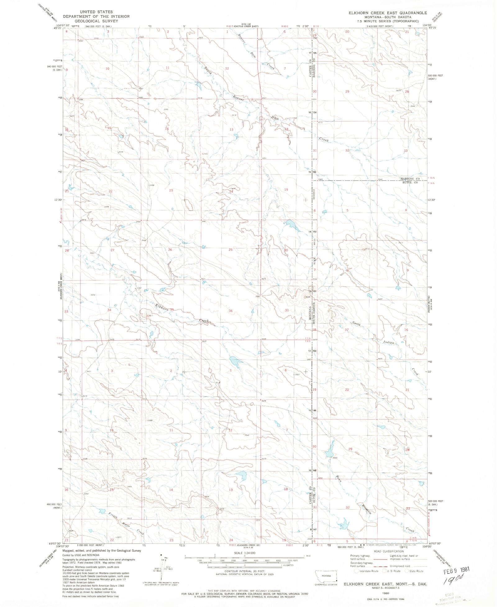 Classic USGS Elkhorn Creek East Montana 7.5'x7.5' Topo Map – MyTopo Map ...