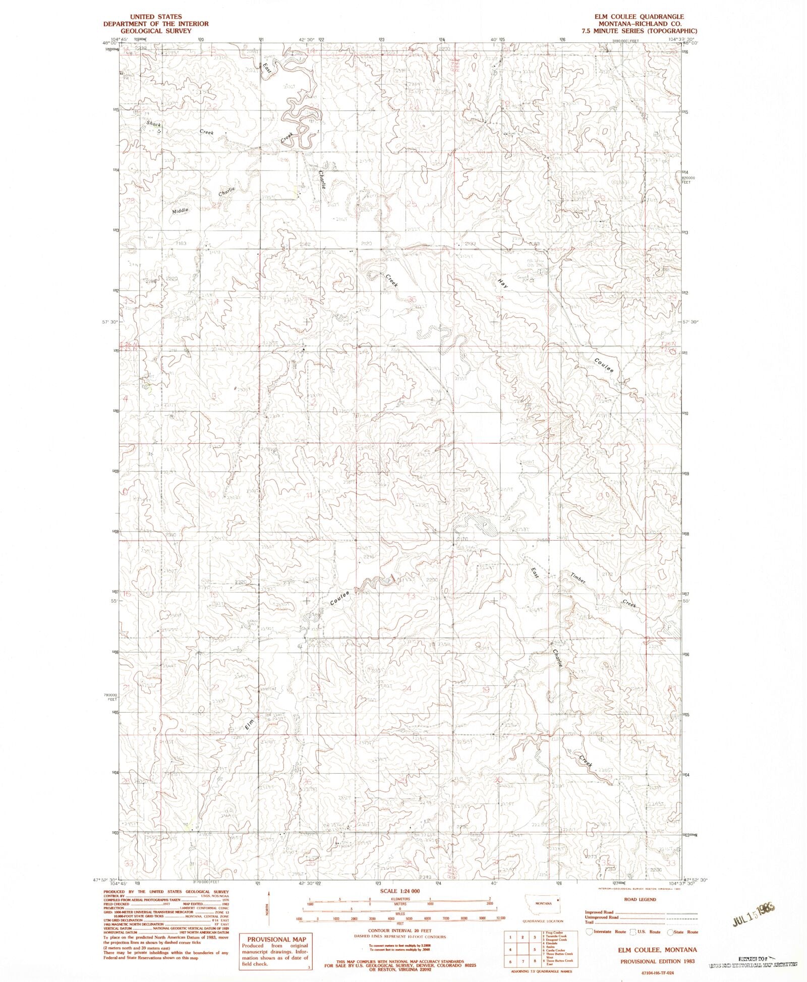 Classic USGS Elm Coulee Montana 7.5'x7.5' Topo Map – MyTopo Map Store