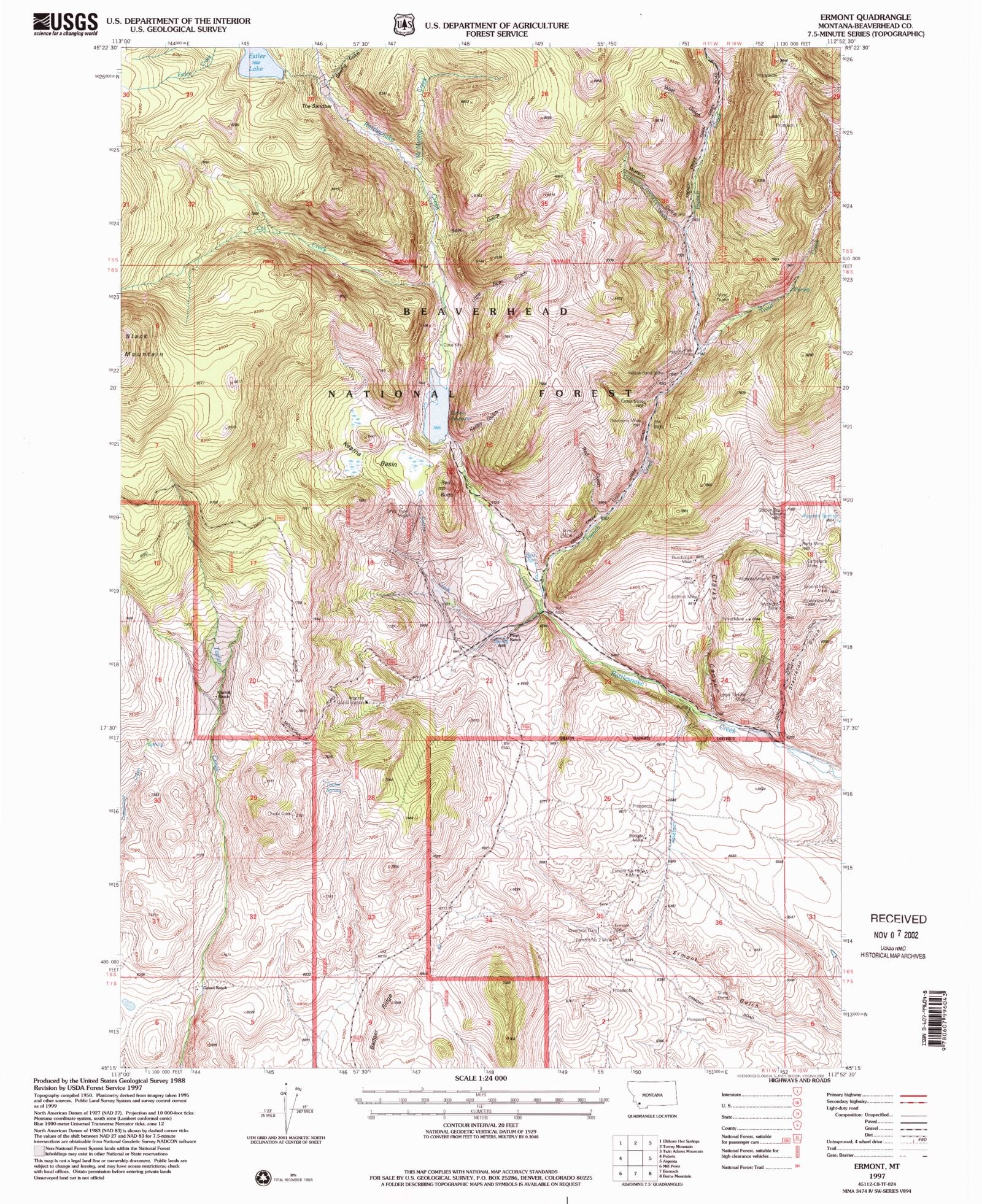 Classic USGS Ermont Montana 7.5'x7.5' Topo Map – MyTopo Map Store