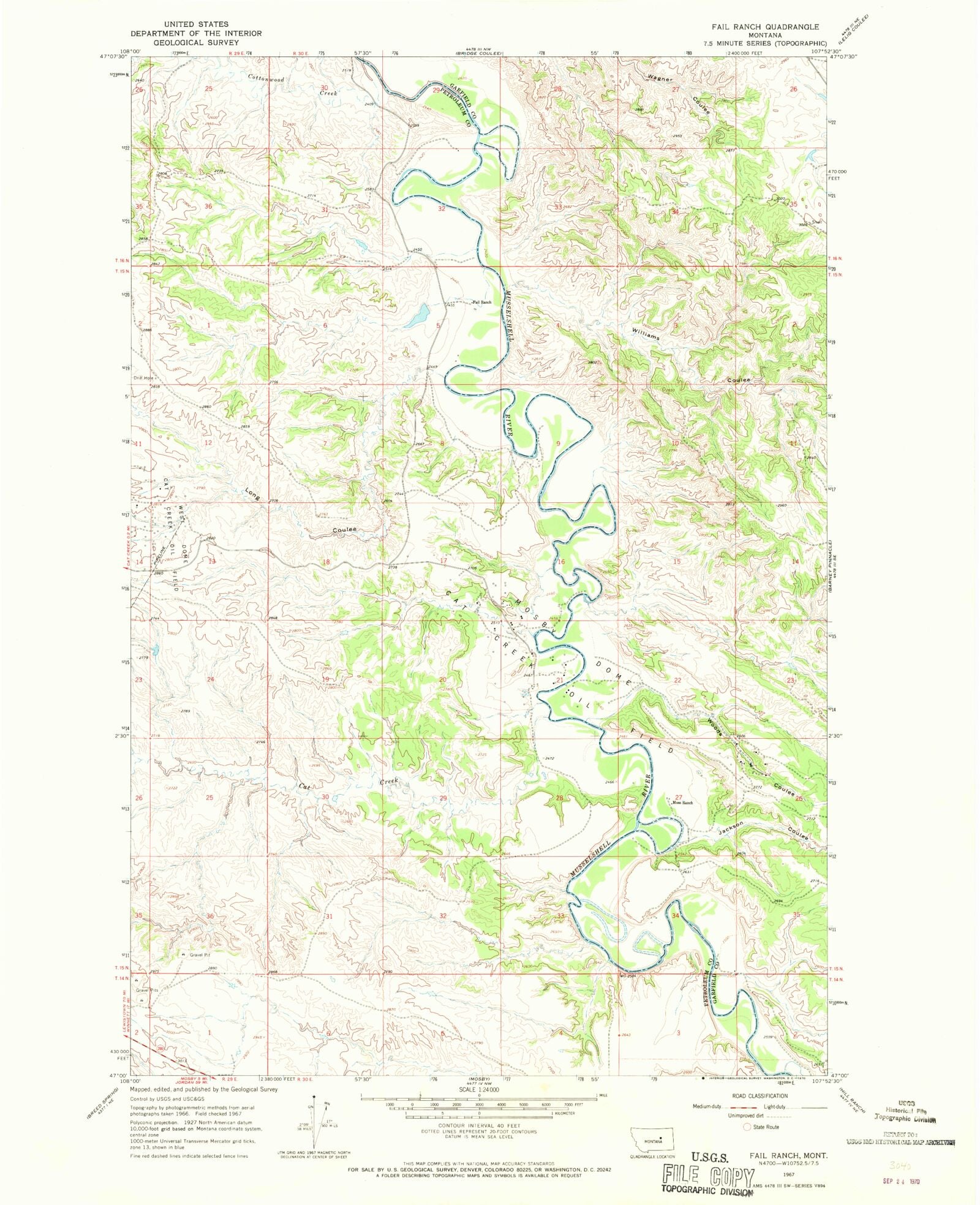 Classic USGS Fail Ranch Montana 7.5'x7.5' Topo Map – MyTopo Map Store