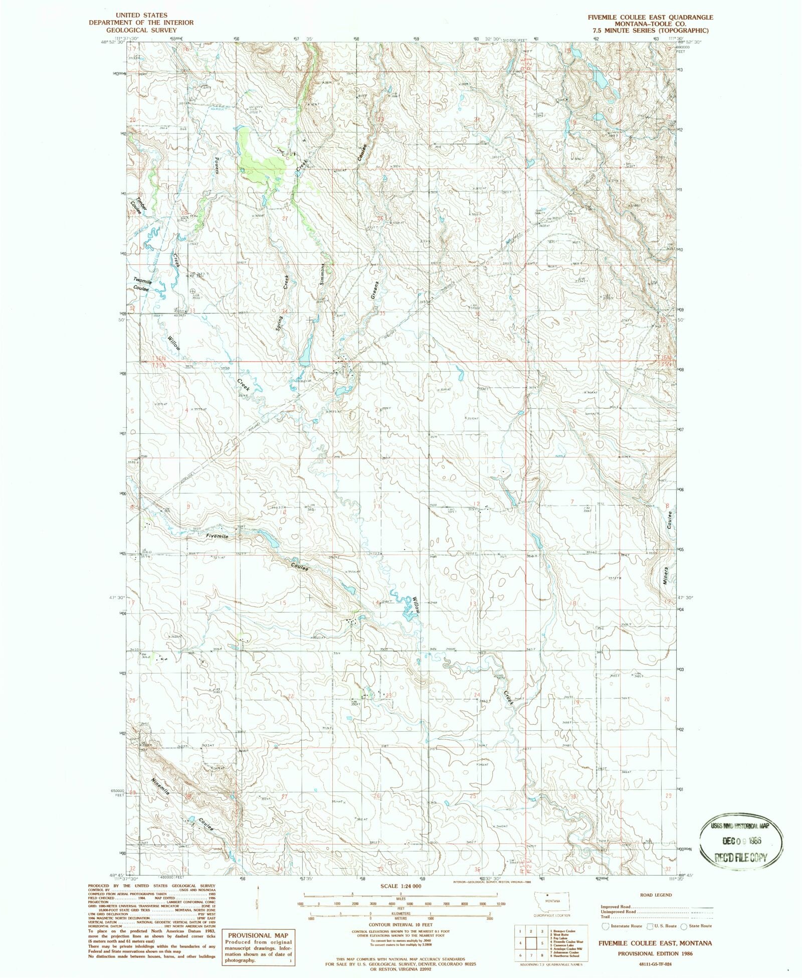 Classic USGS Fivemile Coulee East Montana 7.5'x7.5' Topo Map – MyTopo ...