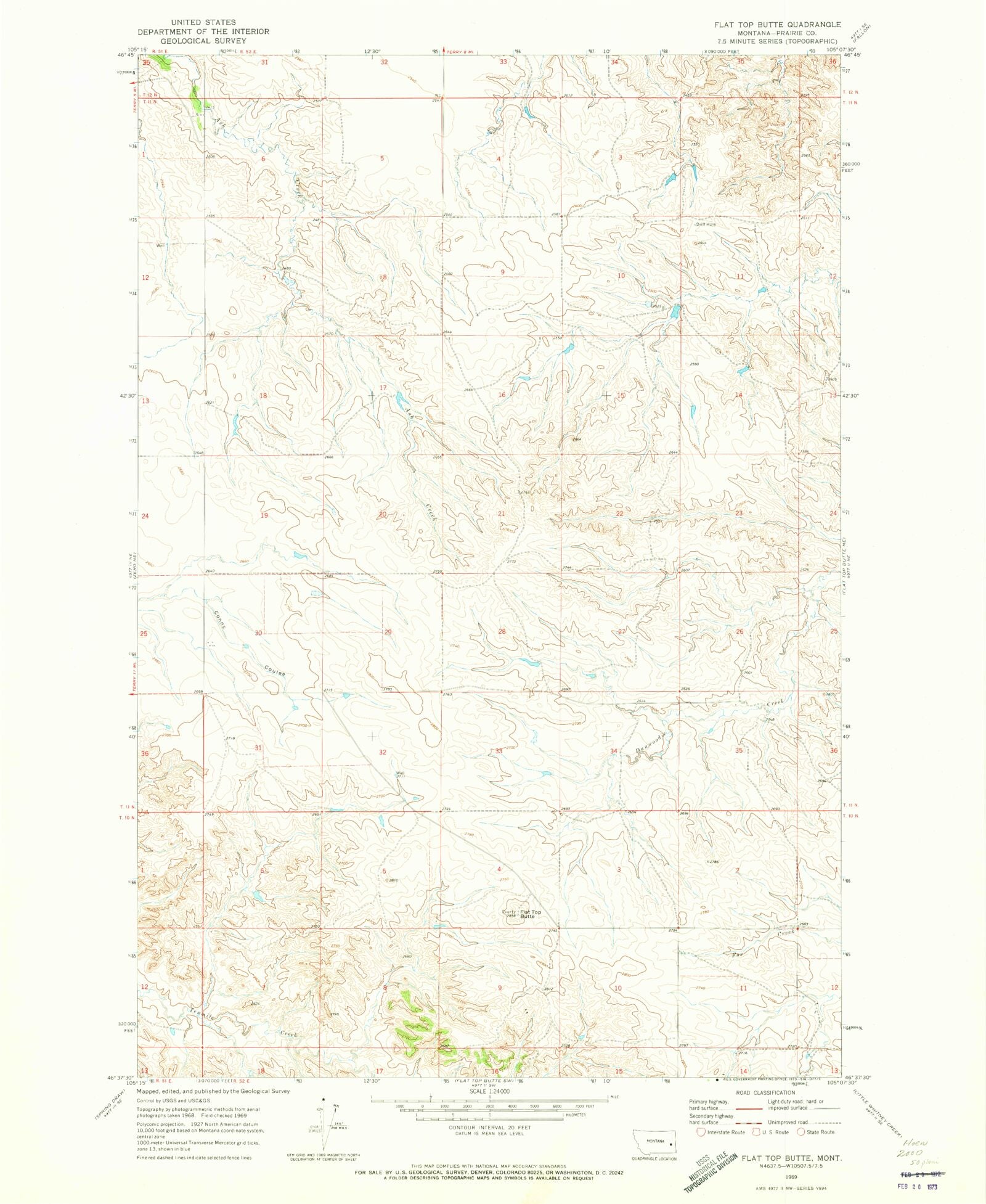 Classic USGS Flat Top Butte Montana 7.5'x7.5' Topo Map – MyTopo Map Store