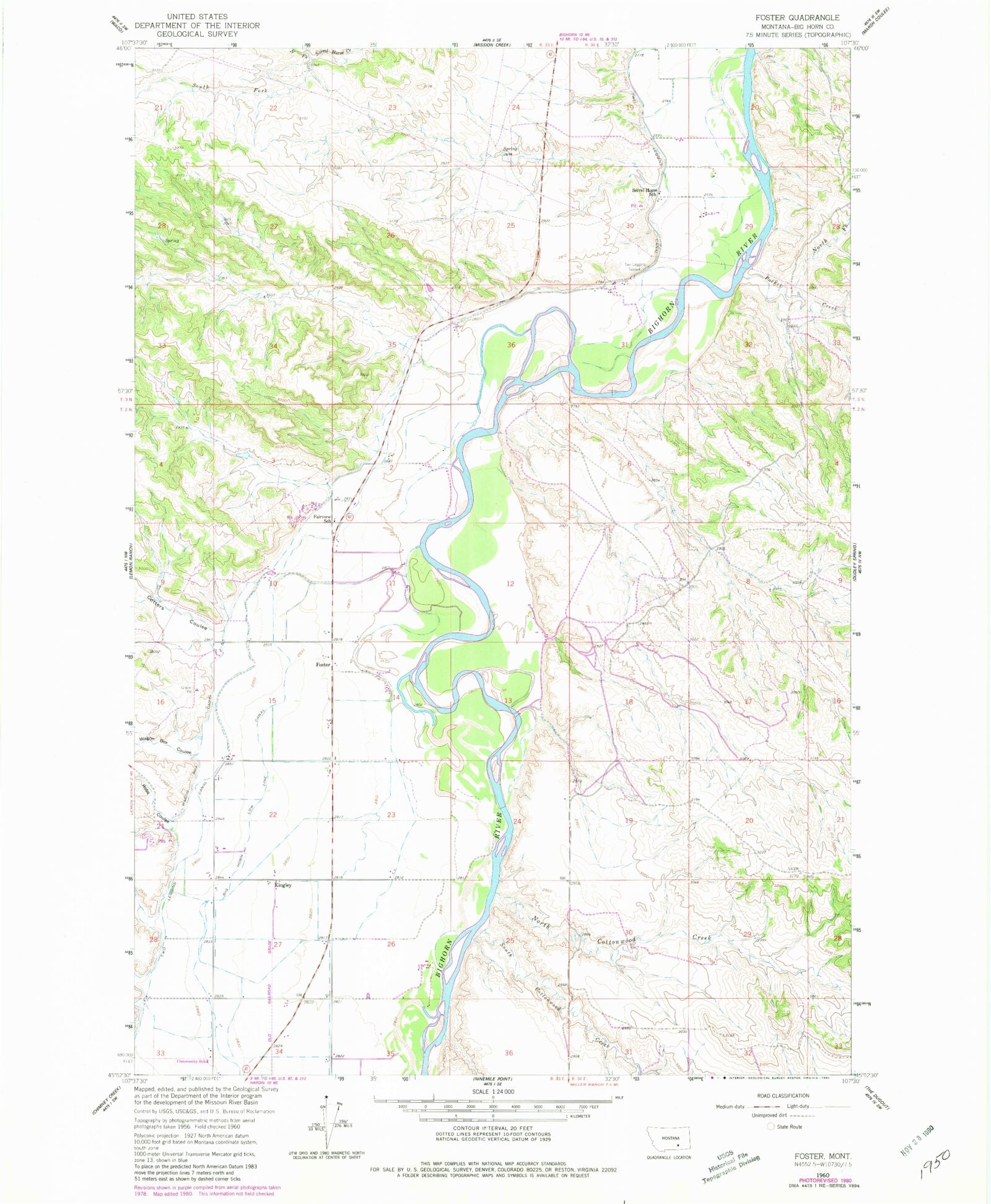 Classic USGS Foster Montana 7.5'x7.5' Topo Map – MyTopo Map Store