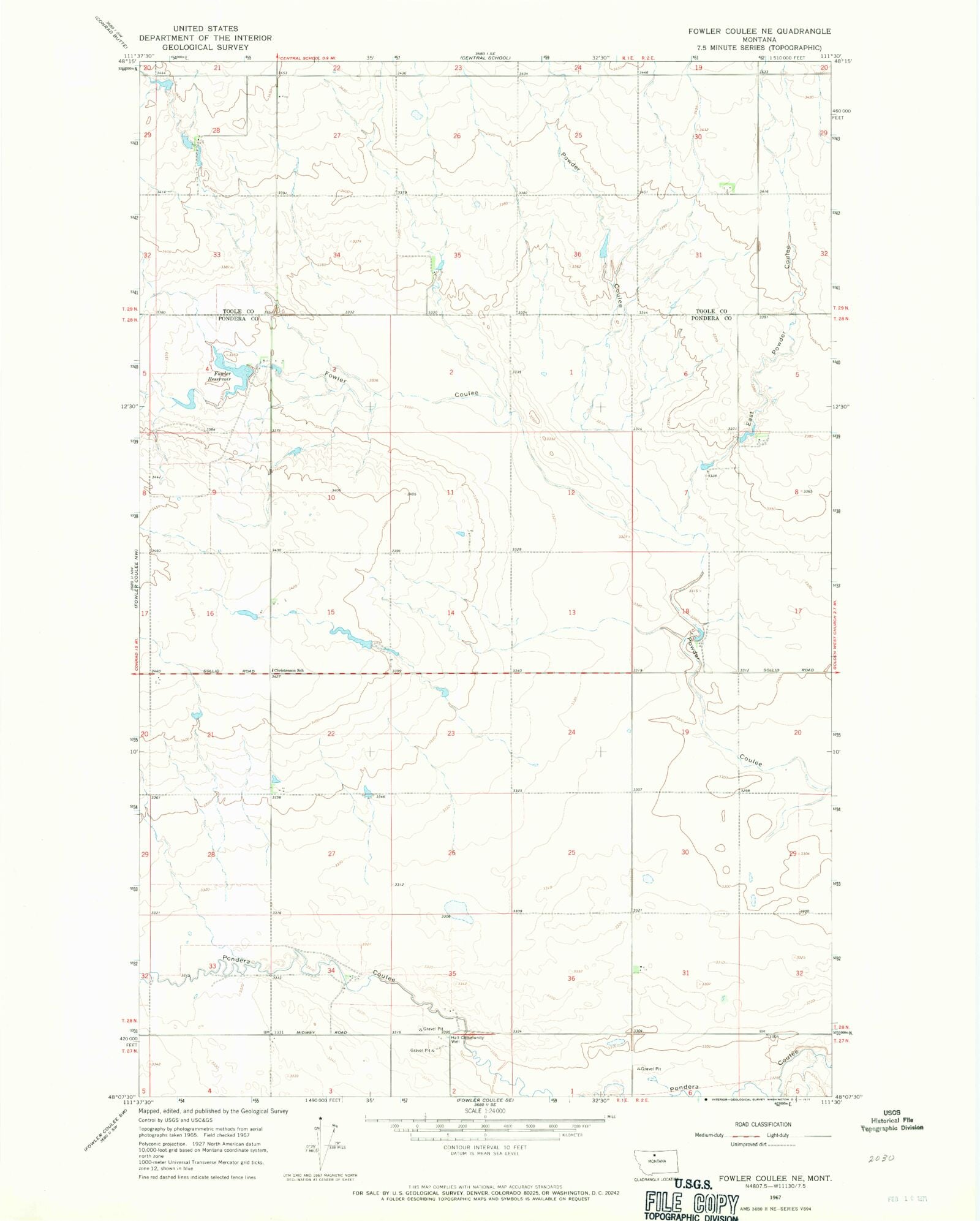 Classic USGS Fowler Coulee NE Montana 7.5'x7.5' Topo Map – MyTopo Map Store