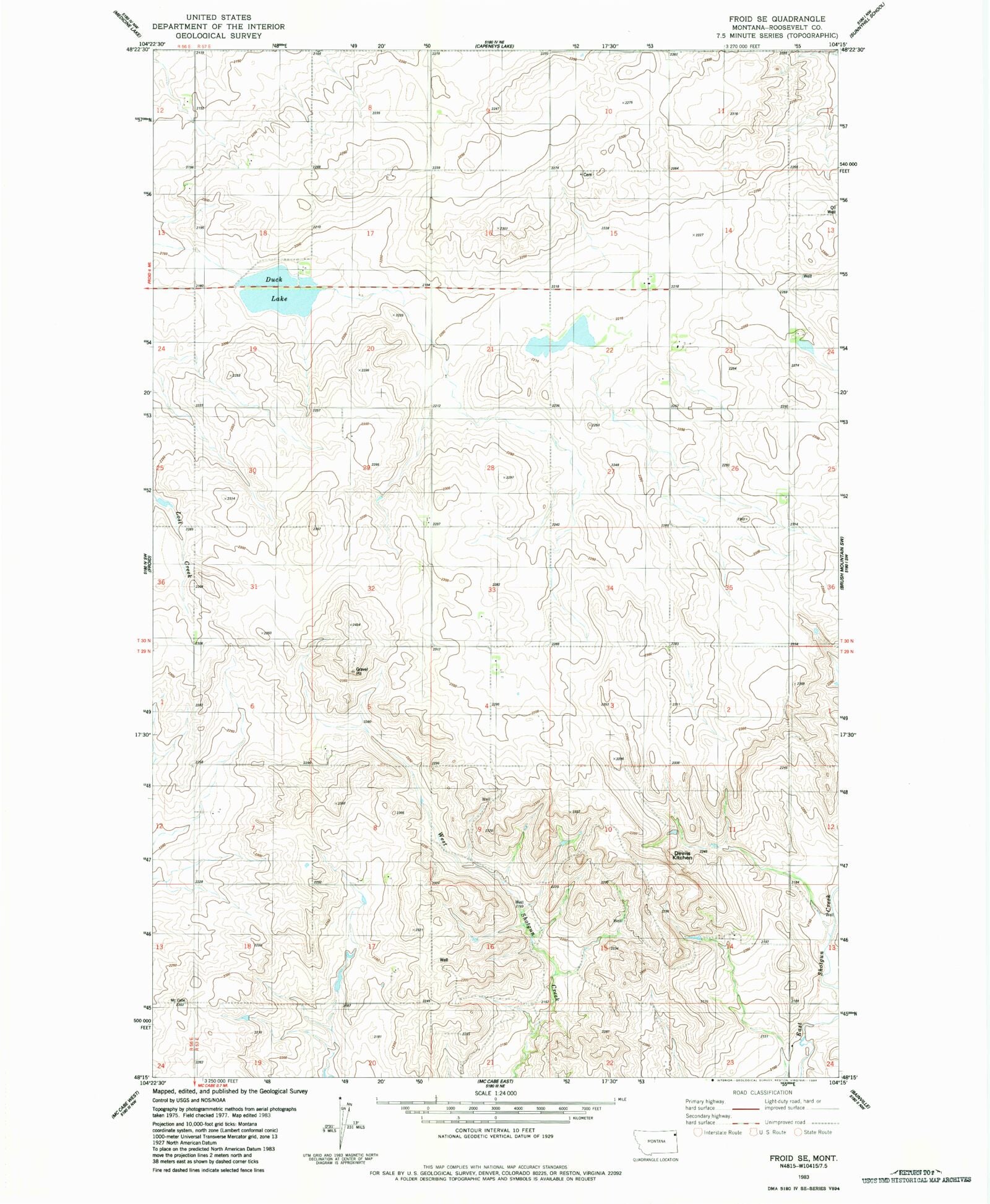 Classic USGS Froid SE Montana 7.5'x7.5' Topo Map – MyTopo Map Store