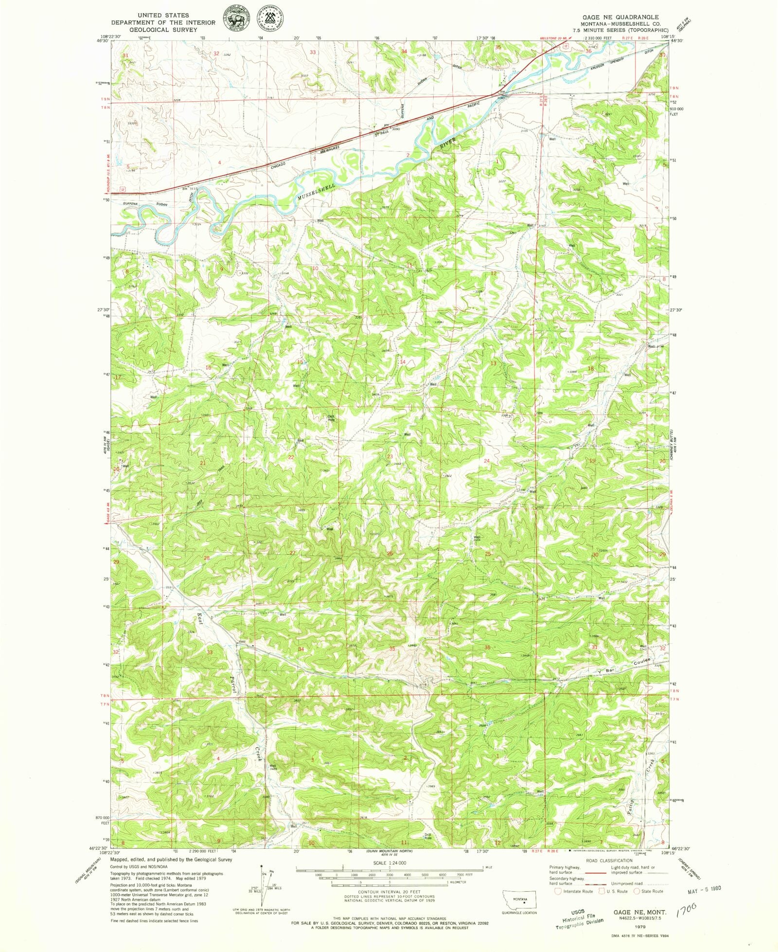 Classic USGS Gage NE Montana 7.5'x7.5' Topo Map – MyTopo Map Store