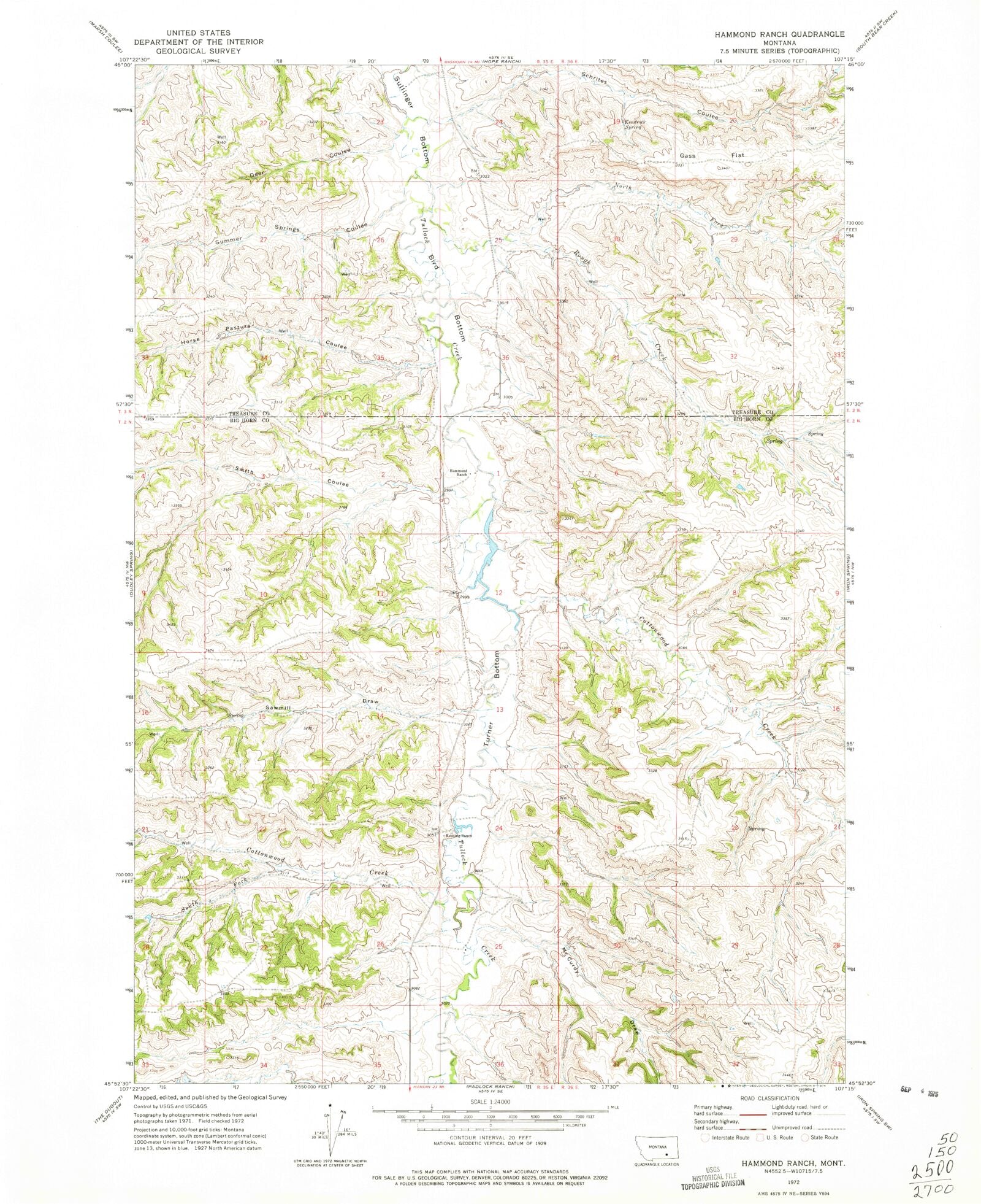 Classic USGS Hammond Ranch Montana 7.5'x7.5' Topo Map – MyTopo Map Store