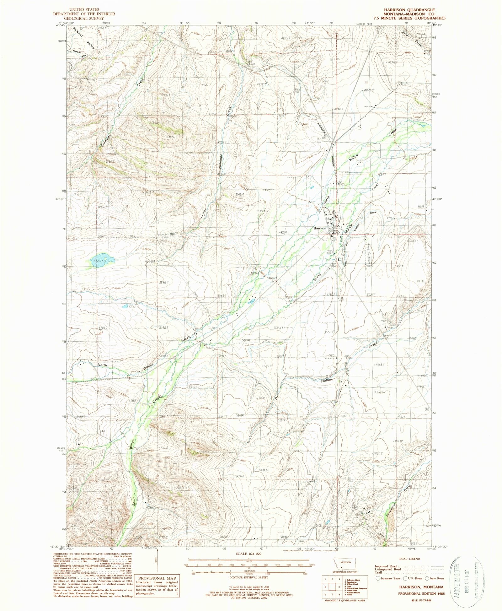 Classic USGS Harrison Montana 7.5'x7.5' Topo Map – MyTopo Map Store