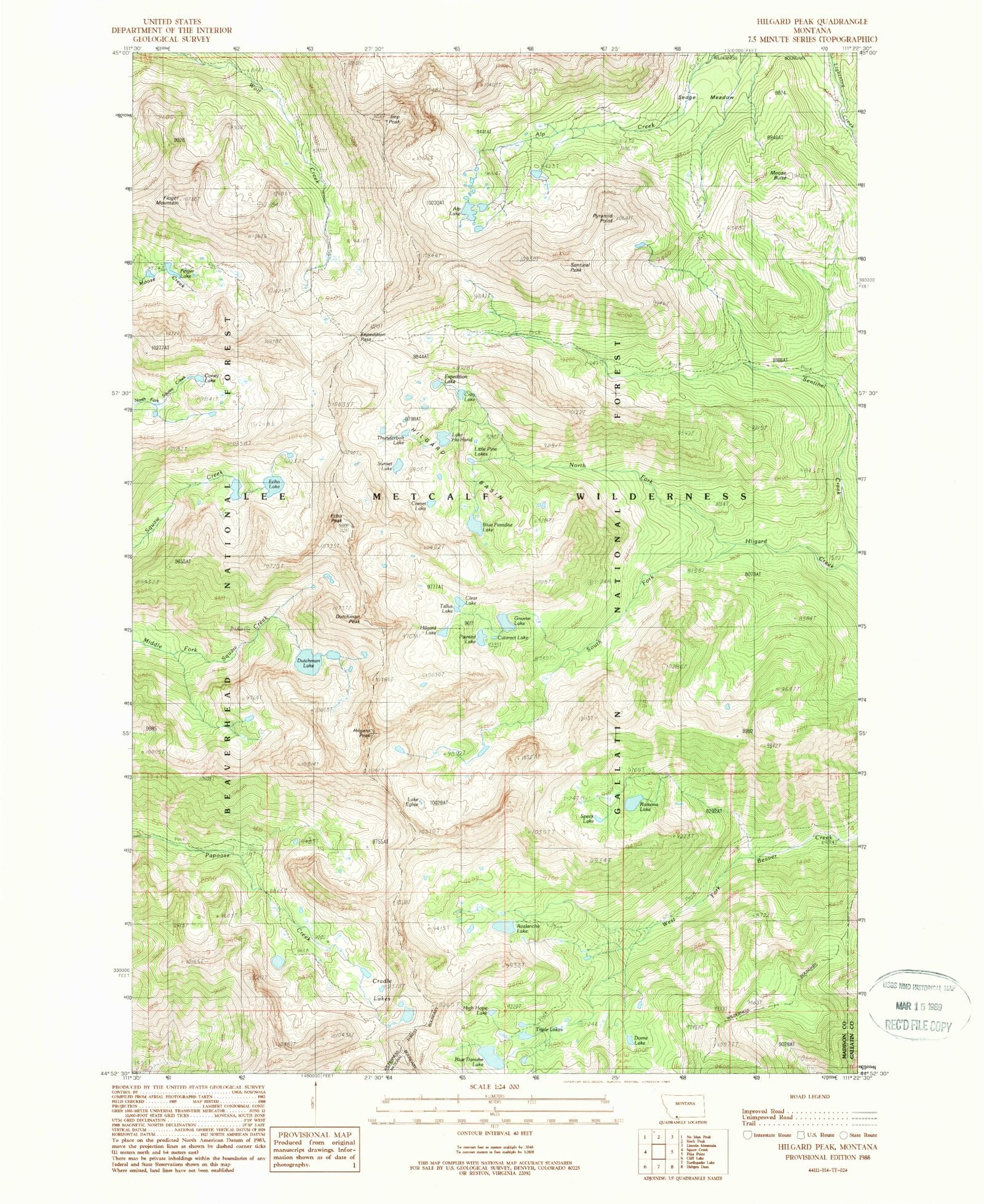 USGS Classic Hilgard Peak Montana 7.5'x7.5' Topo Map – MyTopo Map Store