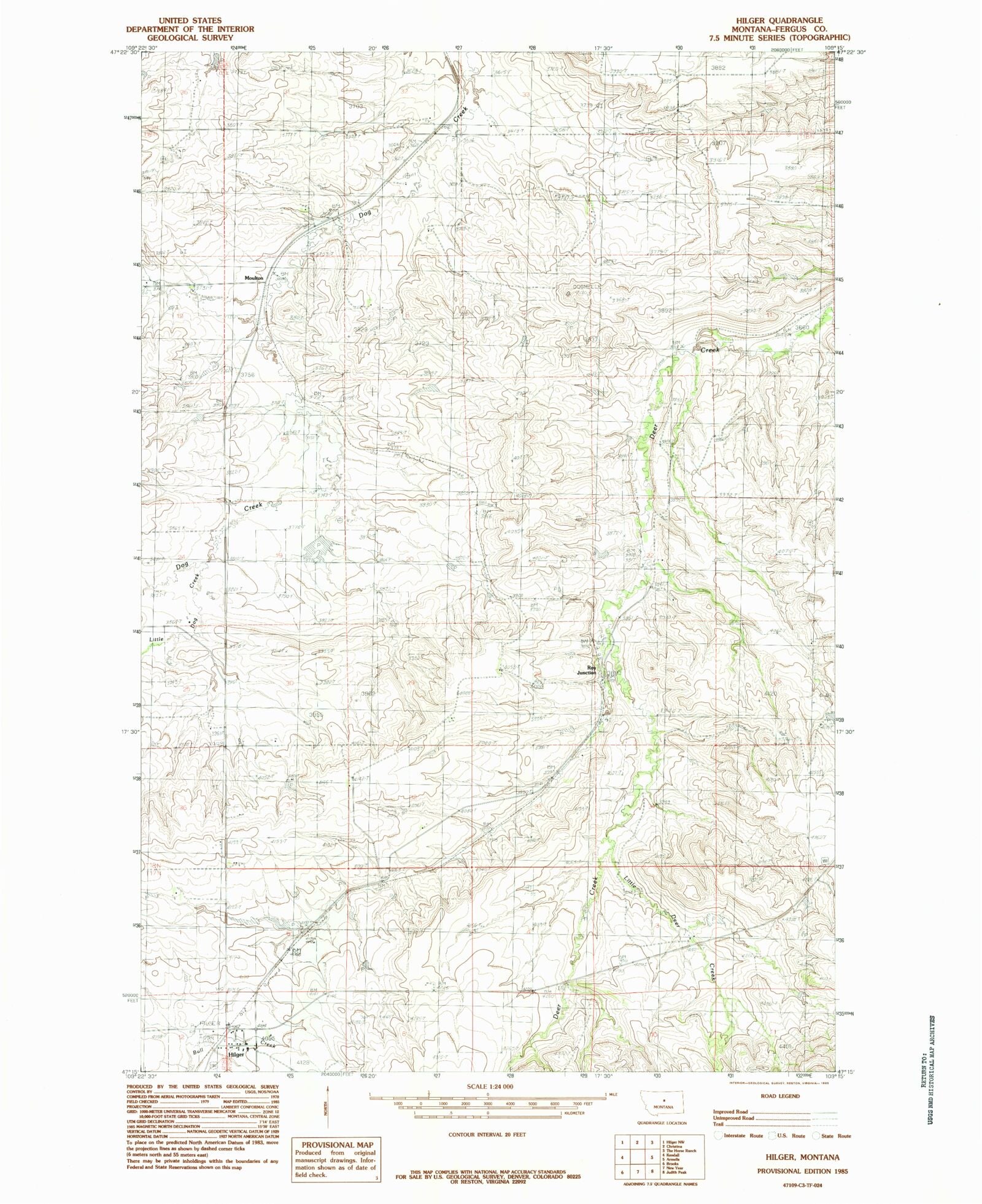 Classic USGS Hilger Montana 7.5'x7.5' Topo Map – MyTopo Map Store