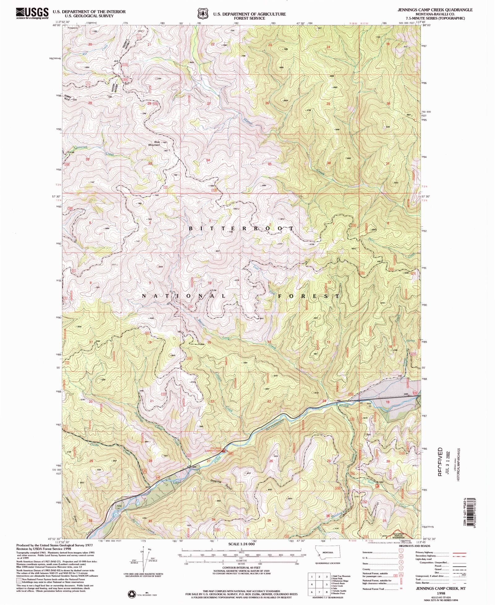 Classic USGS Jennings Camp Creek Montana 7.5'x7.5' Topo Map – MyTopo ...