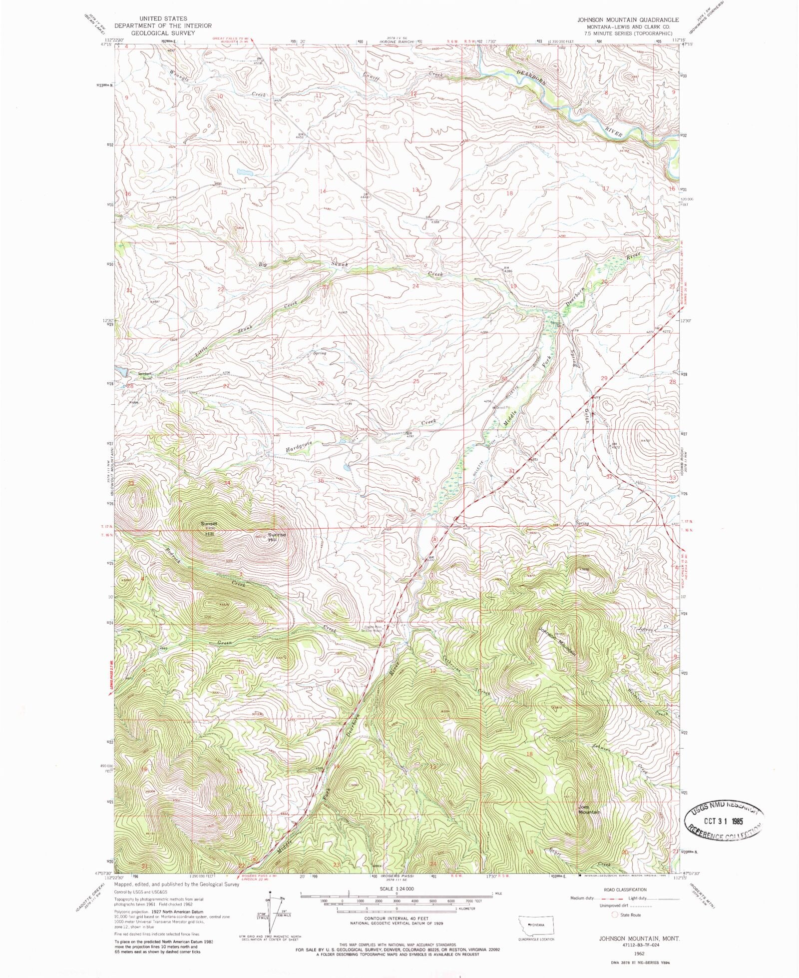 Classic USGS Johnson Mountain Montana 7.5'x7.5' Topo Map – MyTopo Map Store