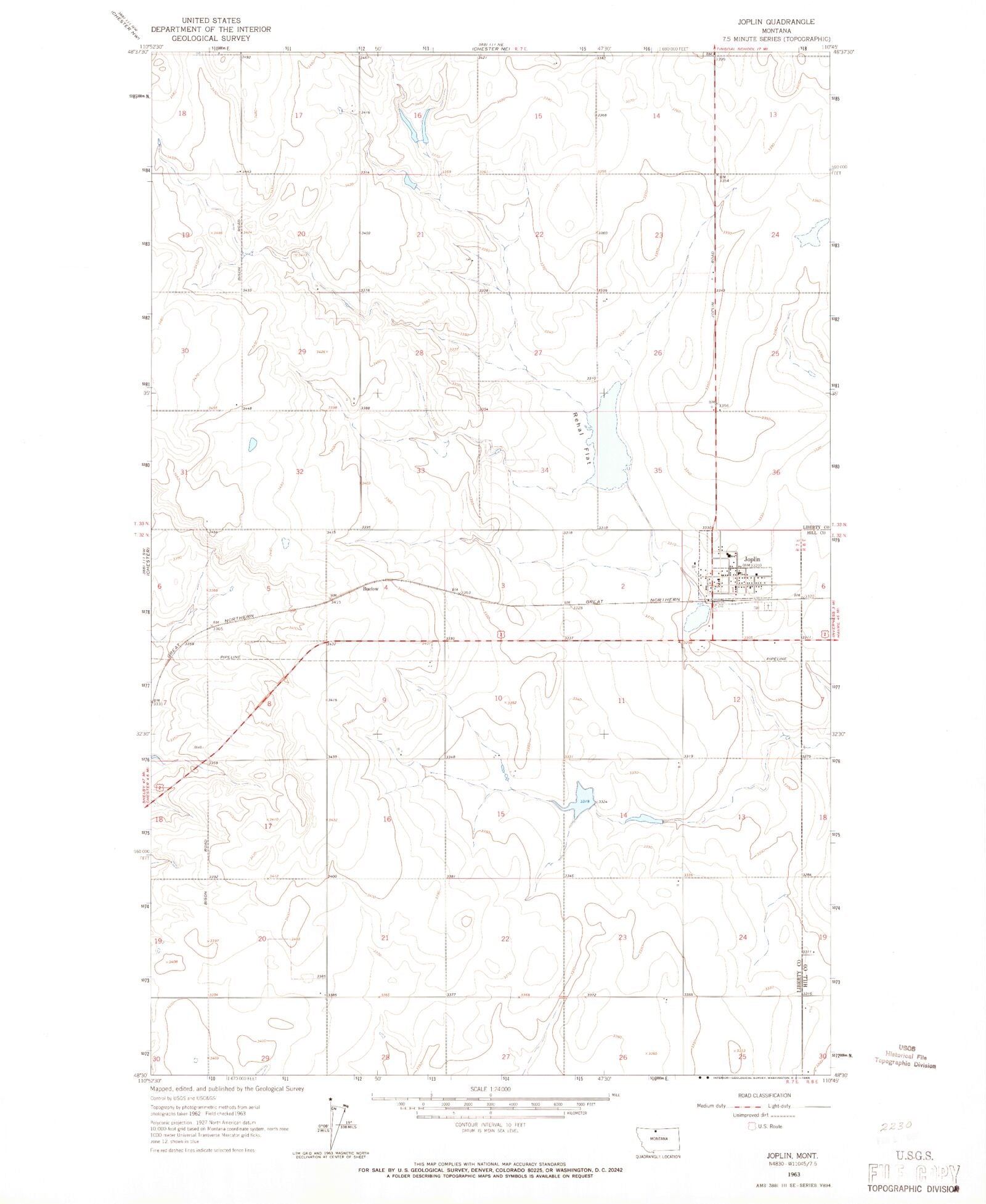 Classic USGS Joplin Montana 7.5'x7.5' Topo Map – MyTopo Map Store