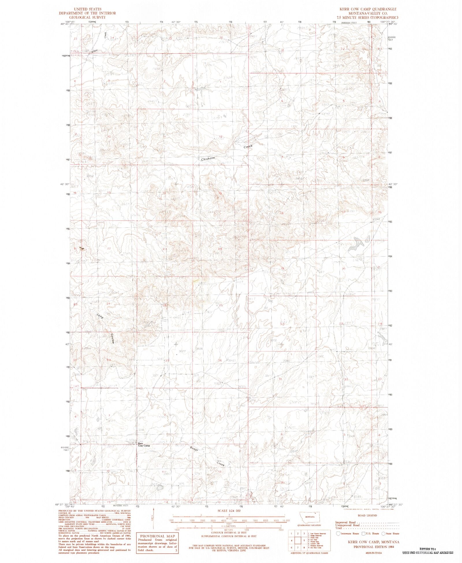Classic USGS Kerr Cow Camp Montana 7.5'x7.5' Topo Map – MyTopo Map Store
