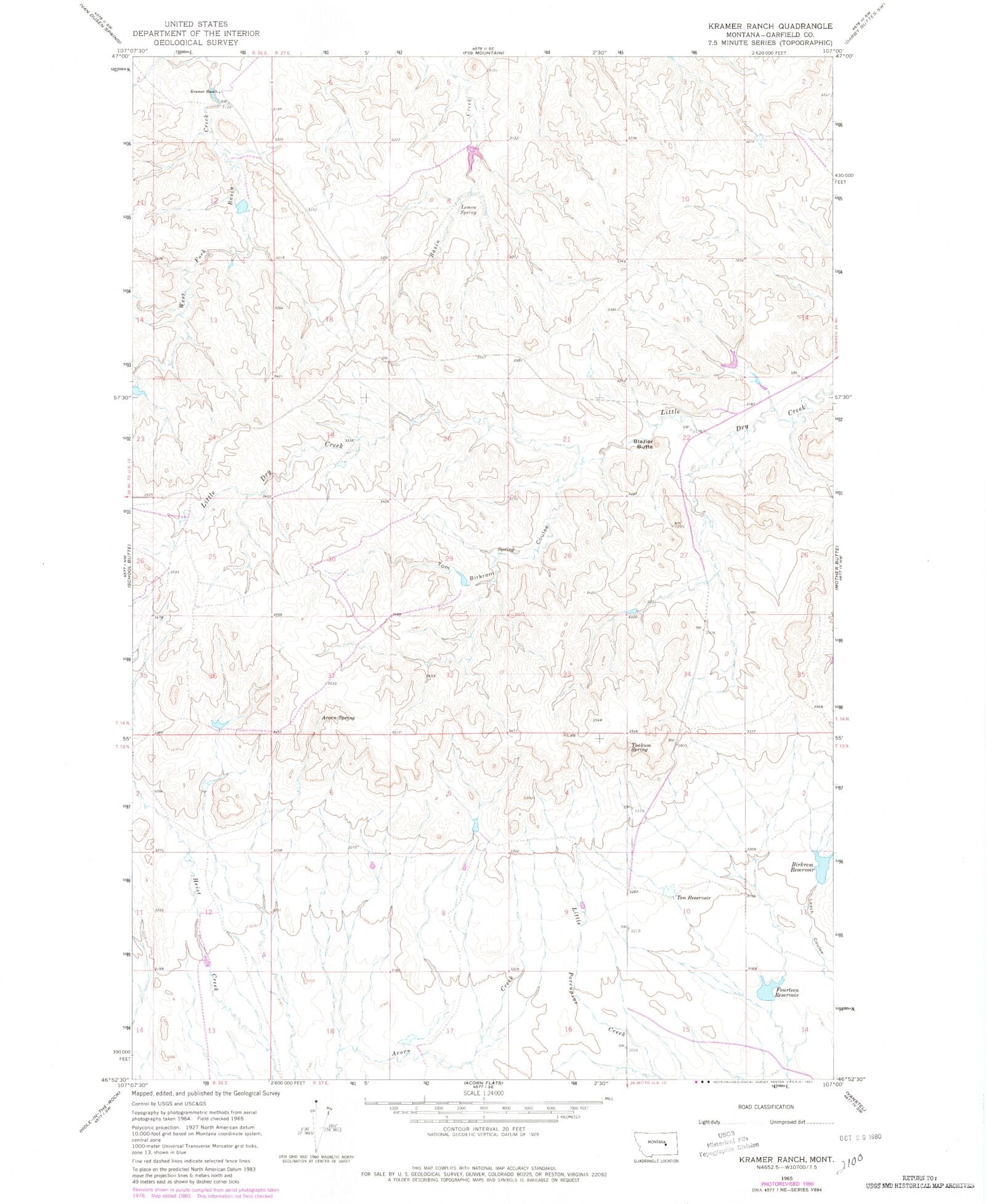 Classic USGS Kramer Ranch Montana 7.5'x7.5' Topo Map – MyTopo Map Store