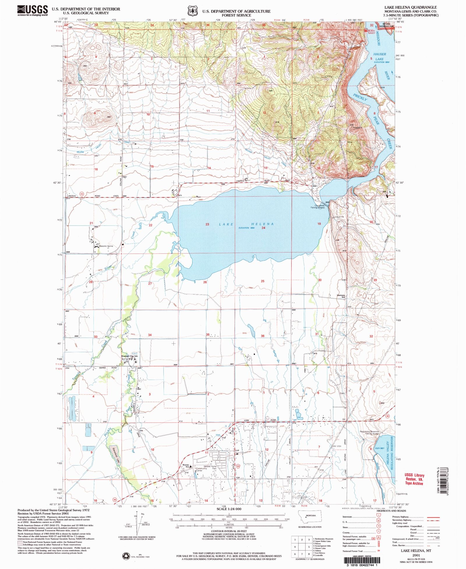 Classic USGS Lake Helena Montana 7.5'x7.5' Topo Map – MyTopo Map Store