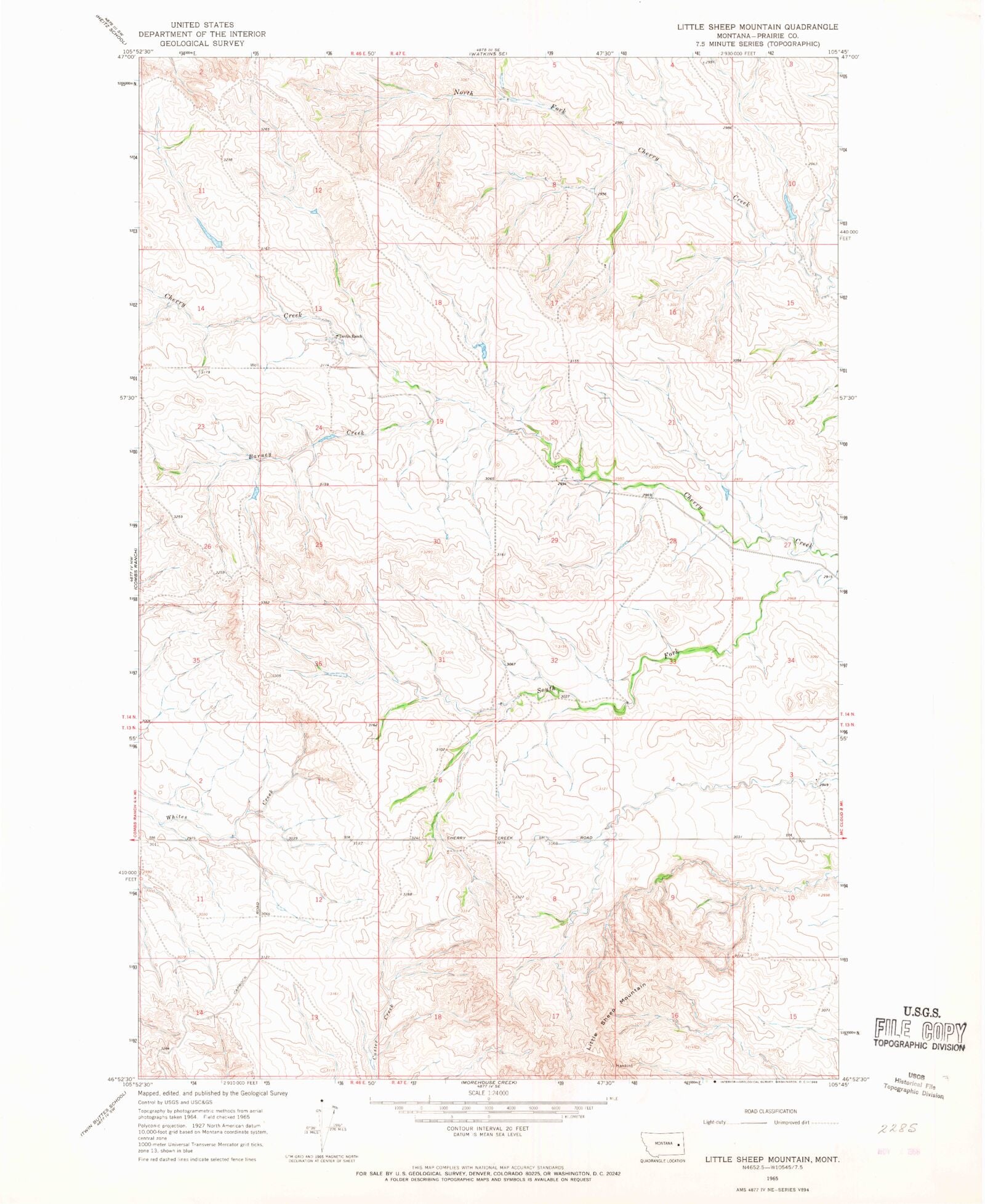 Classic USGS Little Sheep Mountain Montana 7.5'x7.5' Topo Map – MyTopo ...