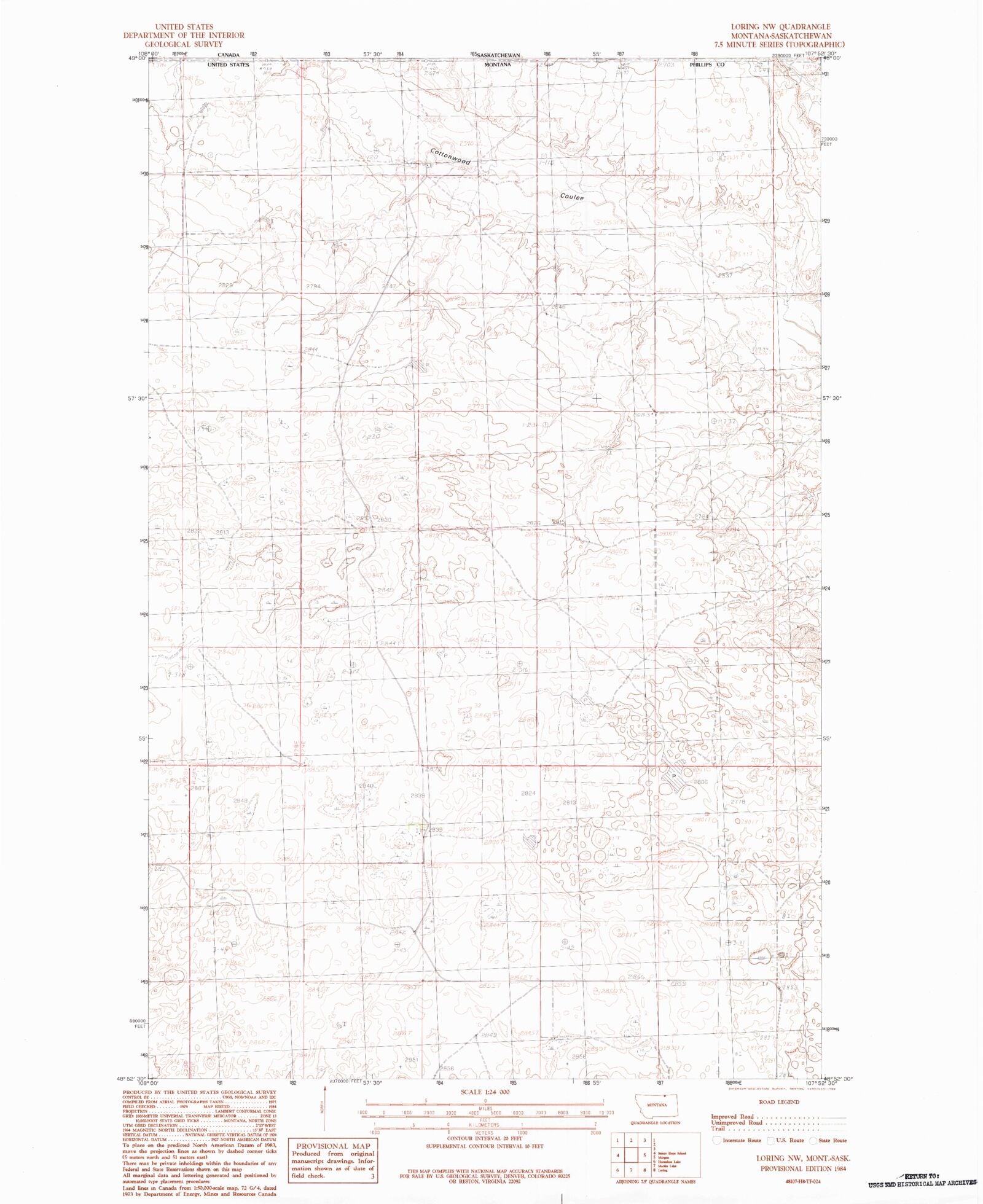 Classic USGS Loring NW Montana 7.5'x7.5' Topo Map – MyTopo Map Store