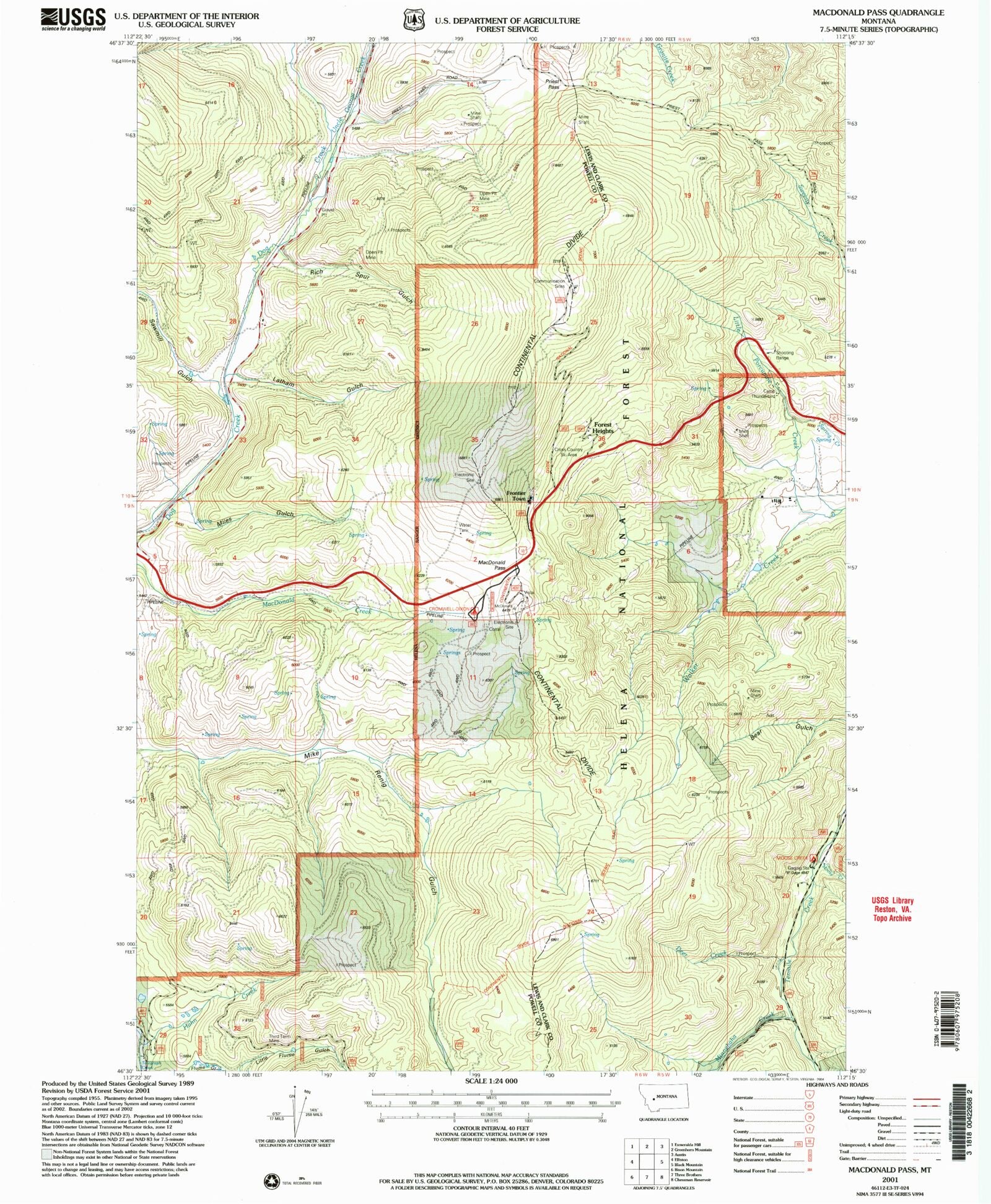 Classic USGS MacDonald Pass Montana 7.5'x7.5' Topo Map – MyTopo Map Store