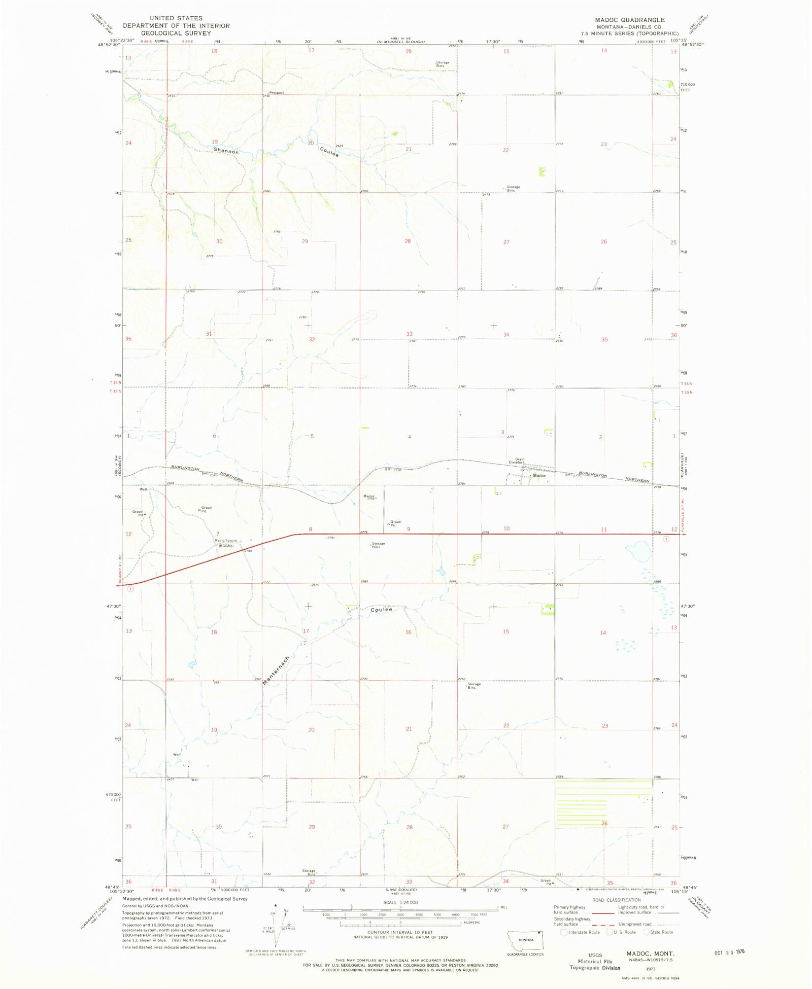 Classic USGS Madoc Montana 7.5'x7.5' Topo Map – MyTopo Map Store
