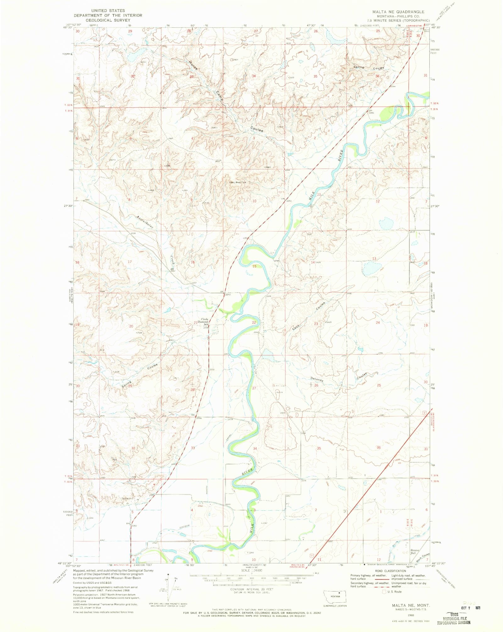 Classic USGS Malta NE Montana 7.5'x7.5' Topo Map – MyTopo Map Store