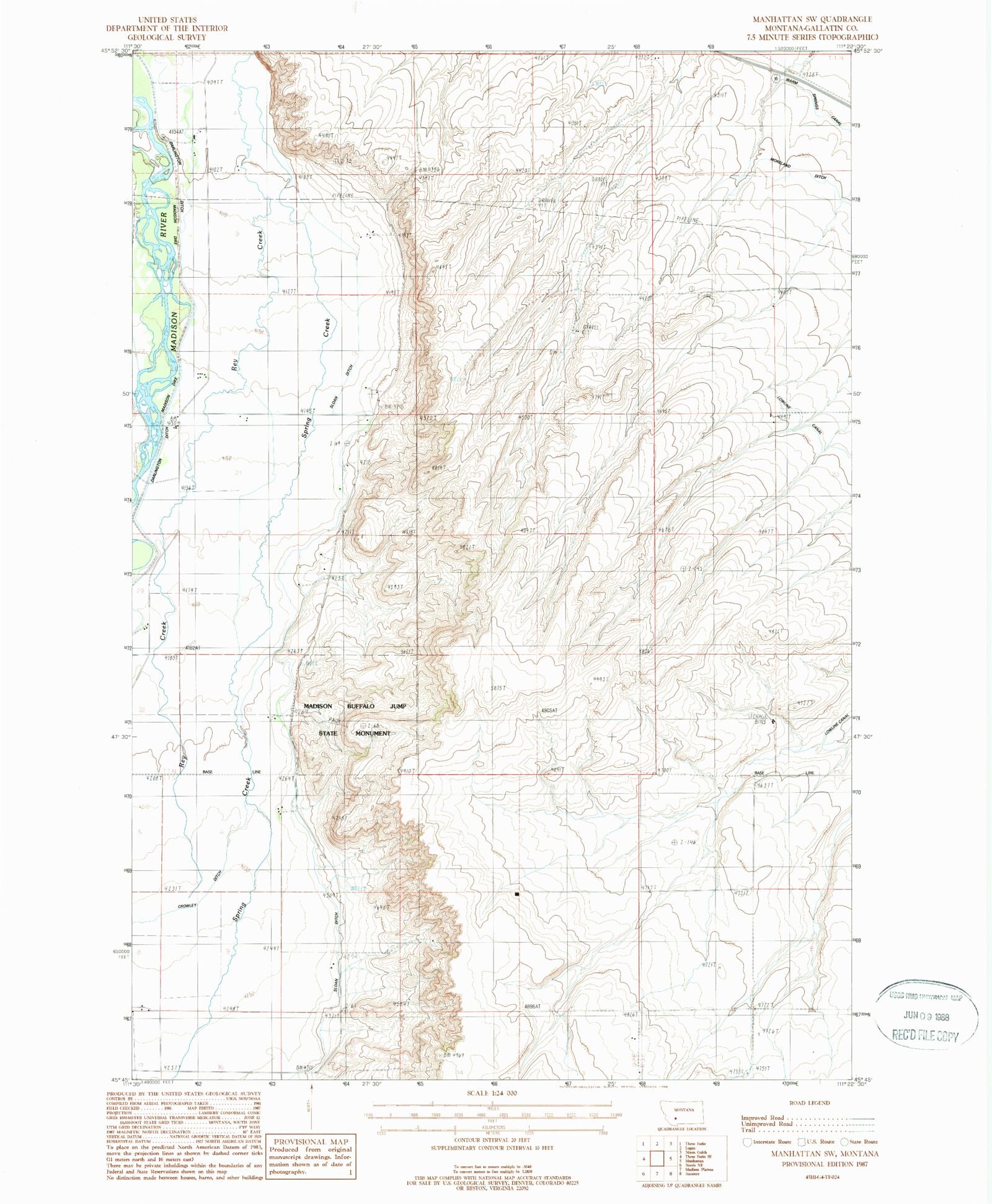 Classic USGS Manhattan SW Montana 7.5'x7.5' Topo Map – MyTopo Map Store