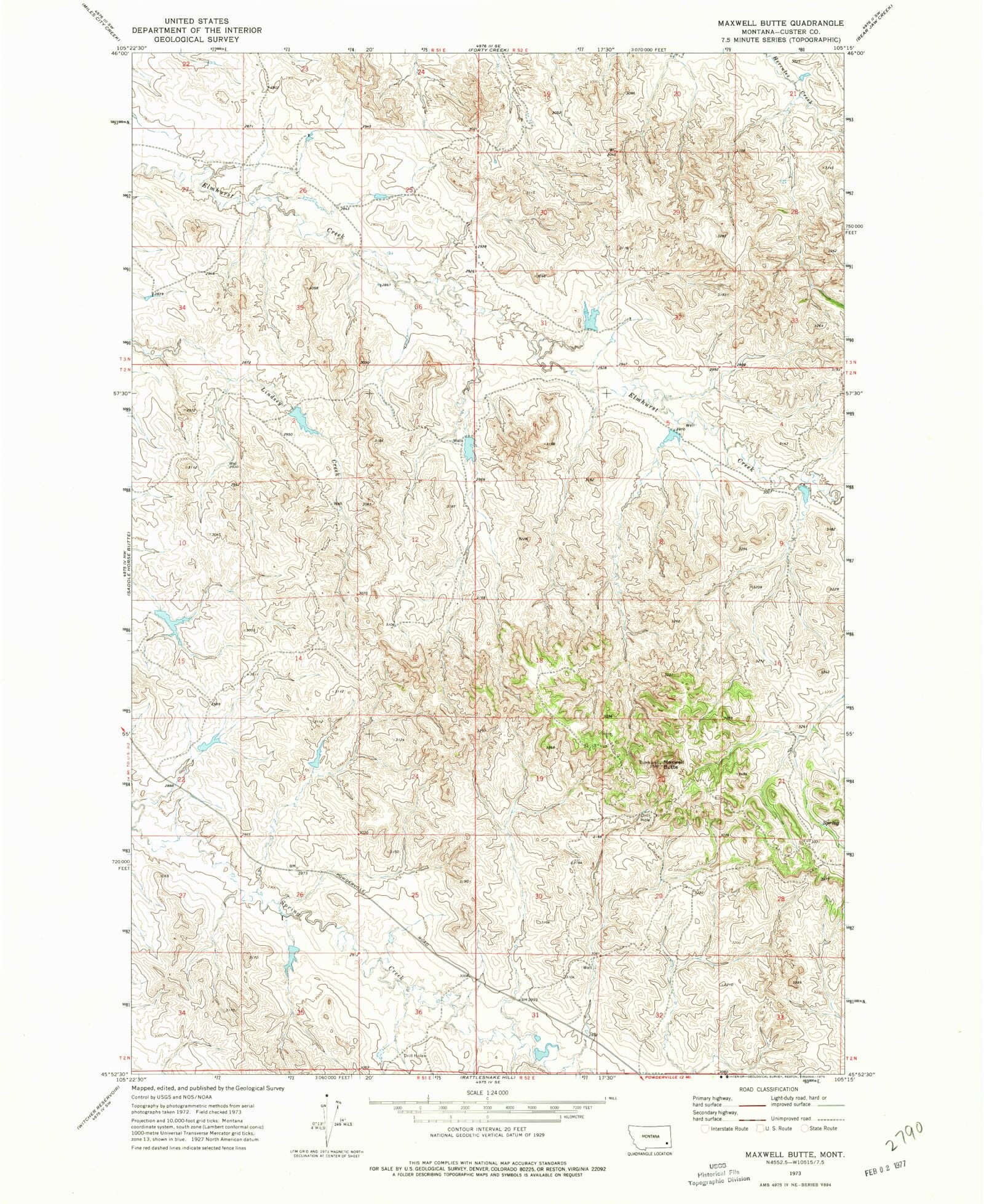 Classic USGS Maxwell Butte Montana 7.5'x7.5' Topo Map – MyTopo Map Store