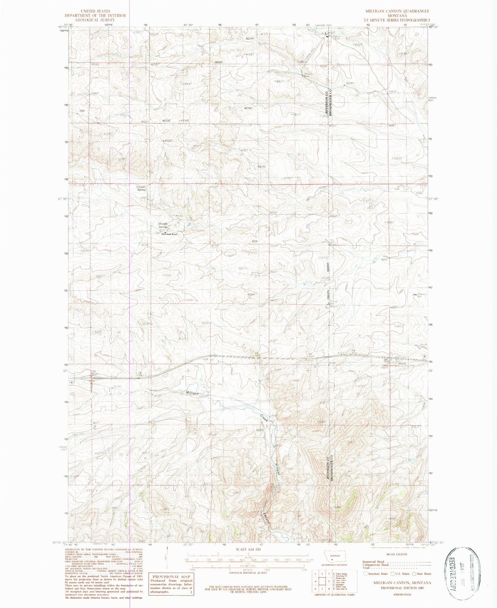 Classic USGS Milligan Canyon Montana 7.5'x7.5' Topo Map – MyTopo Map Store