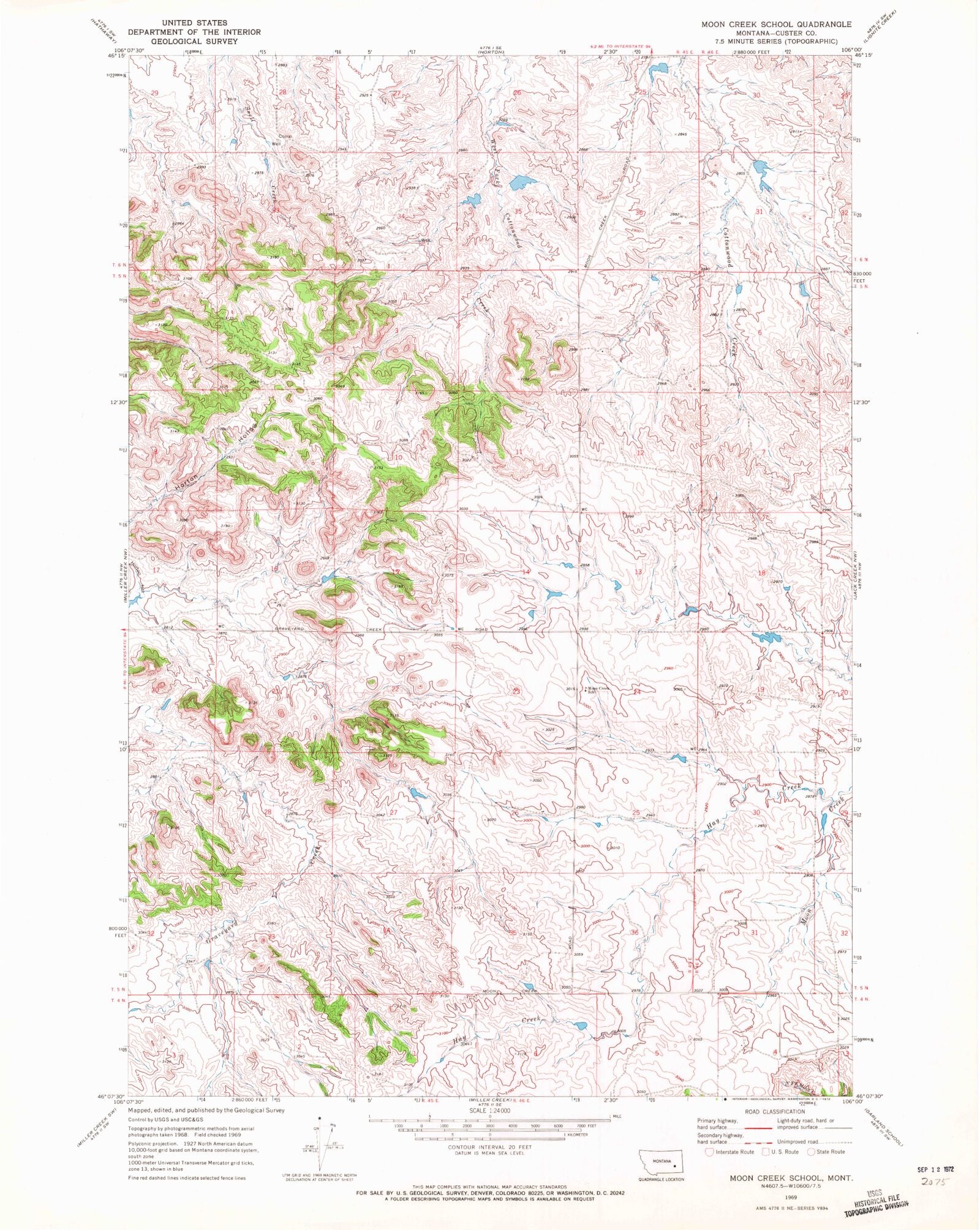 Classic USGS Moon Creek School Montana 7.5'x7.5' Topo Map – MyTopo Map ...
