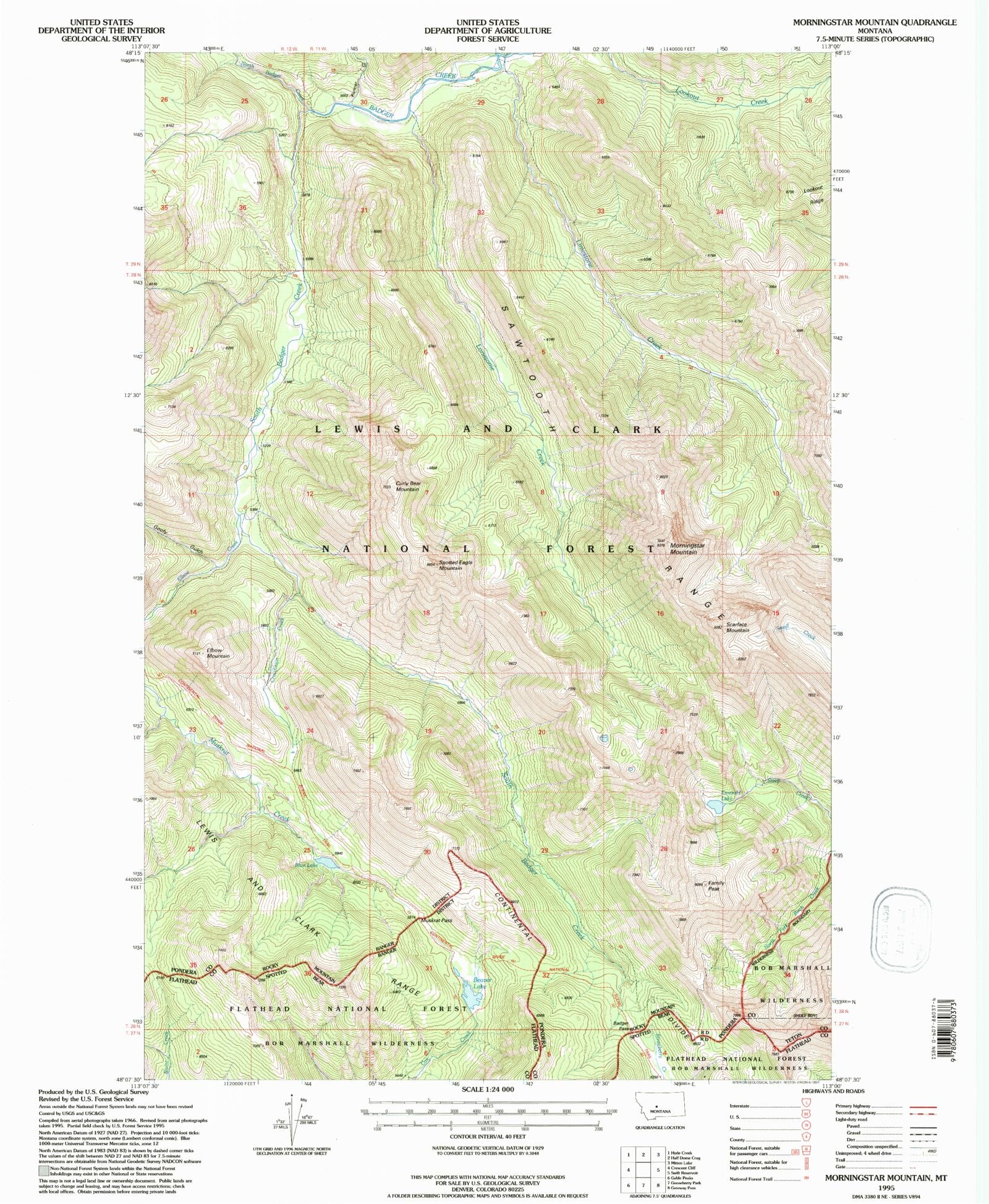 Classic USGS Morningstar Mountain Montana 7.5'x7.5' Topo Map – MyTopo ...