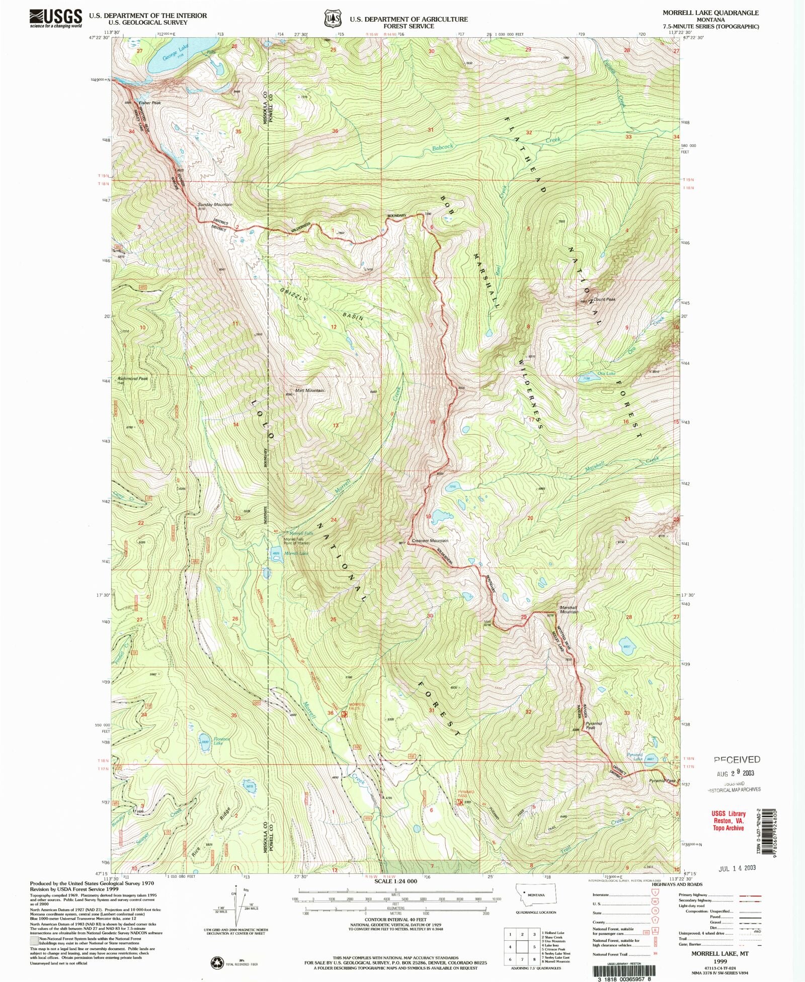 Classic USGS Morrell Lake Montana 7.5'x7.5' Topo Map – MyTopo Map Store