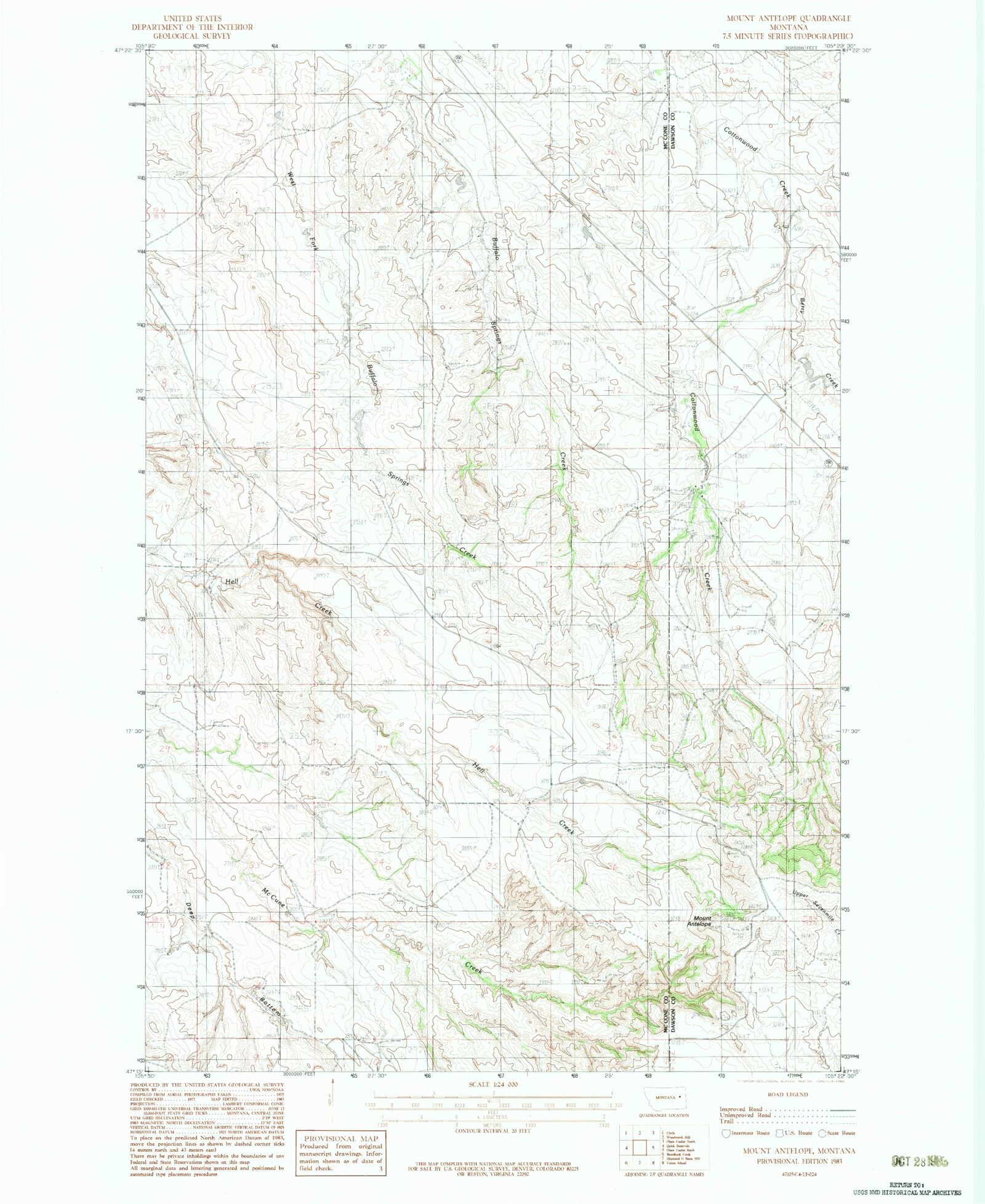 Classic USGS Mount Antelope Montana 7.5'x7.5' Topo Map – MyTopo Map Store