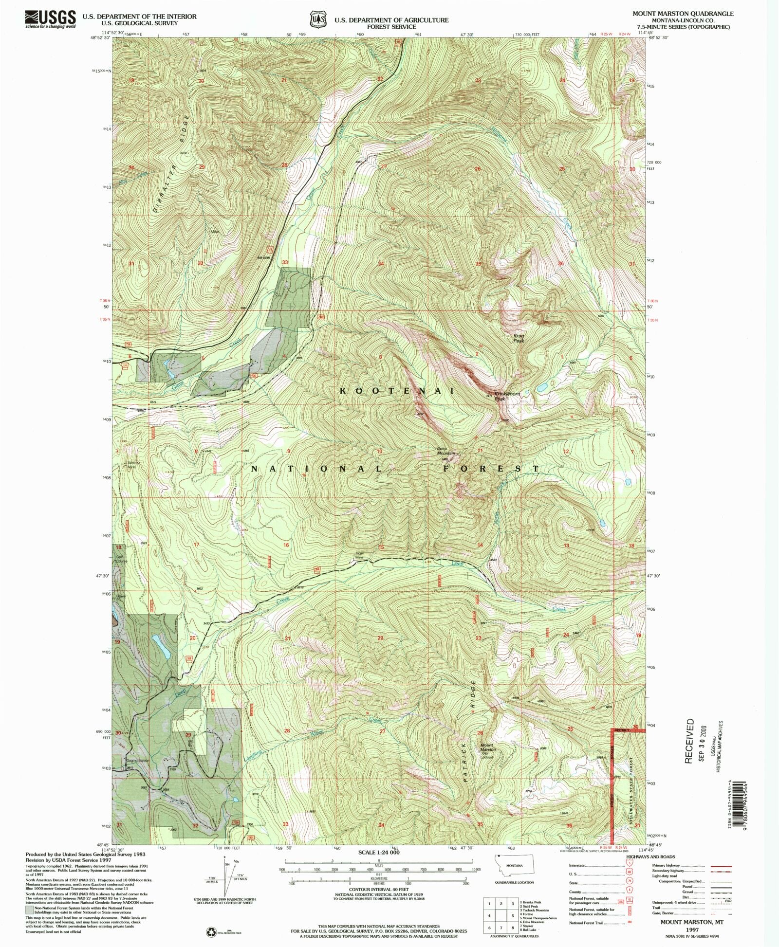 Classic USGS Mount Marston Montana 7.5'x7.5' Topo Map – MyTopo Map Store