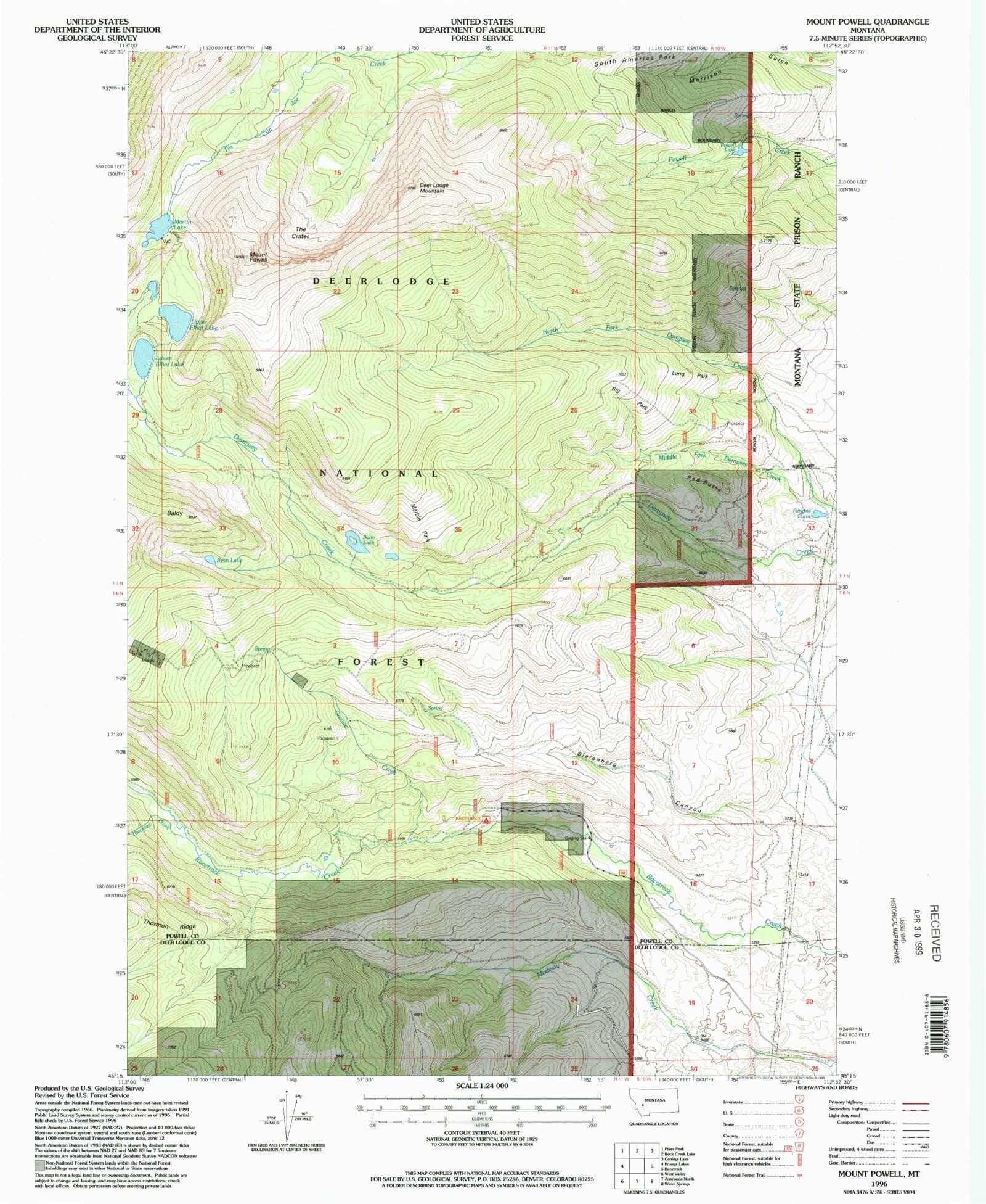 Classic USGS Mount Powell Montana 7.5'x7.5' Topo Map – MyTopo Map Store