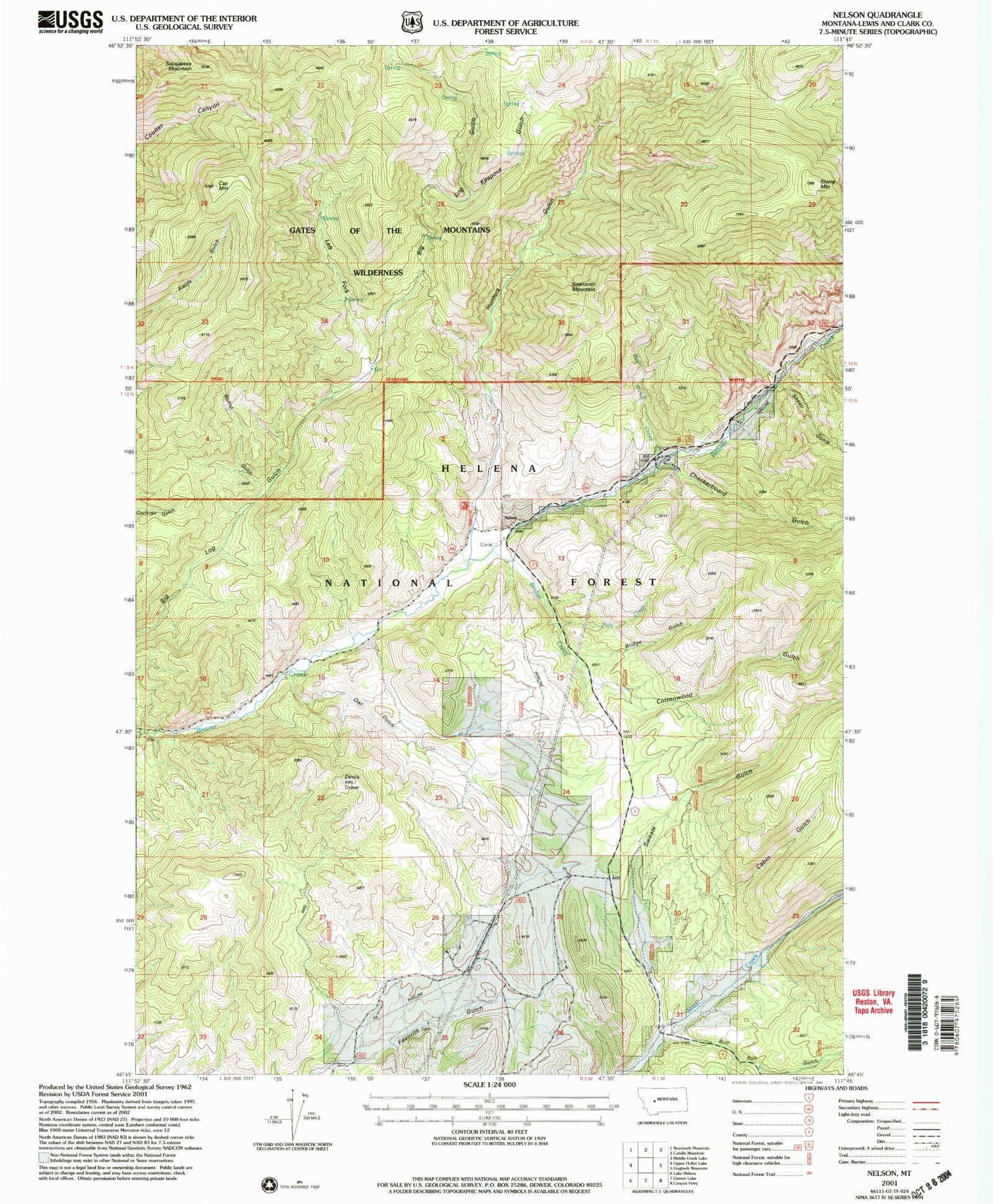 Classic USGS Nelson Montana 7.5'x7.5' Topo Map – MyTopo Map Store