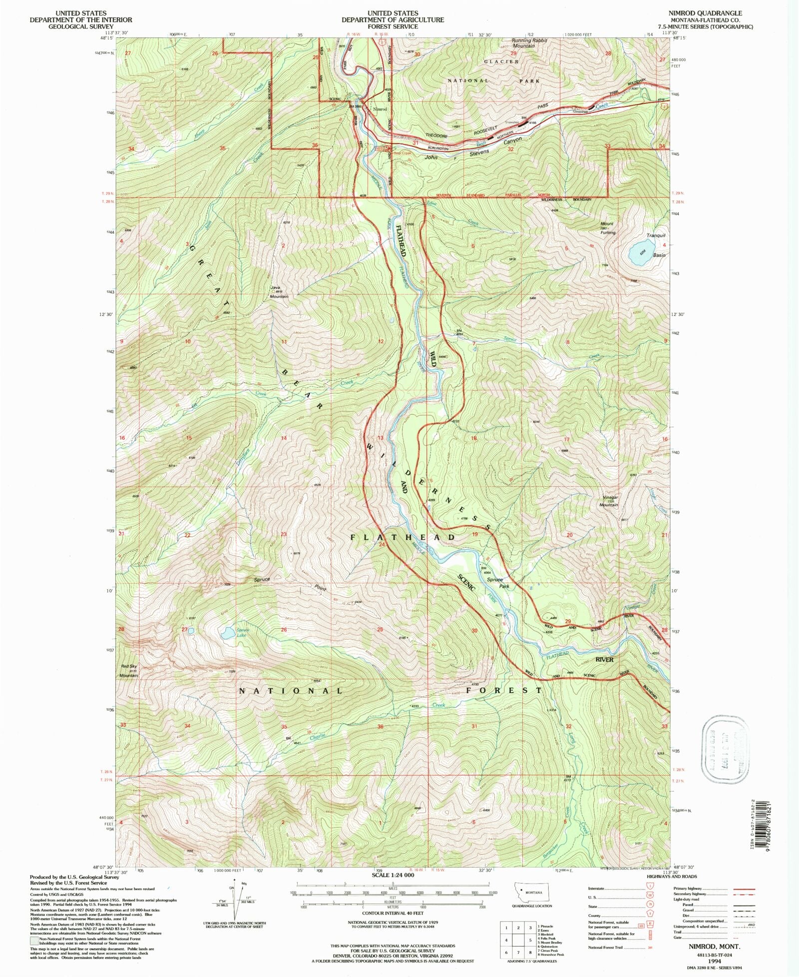 Classic USGS Nimrod Montana 7.5'x7.5' Topo Map – MyTopo Map Store
