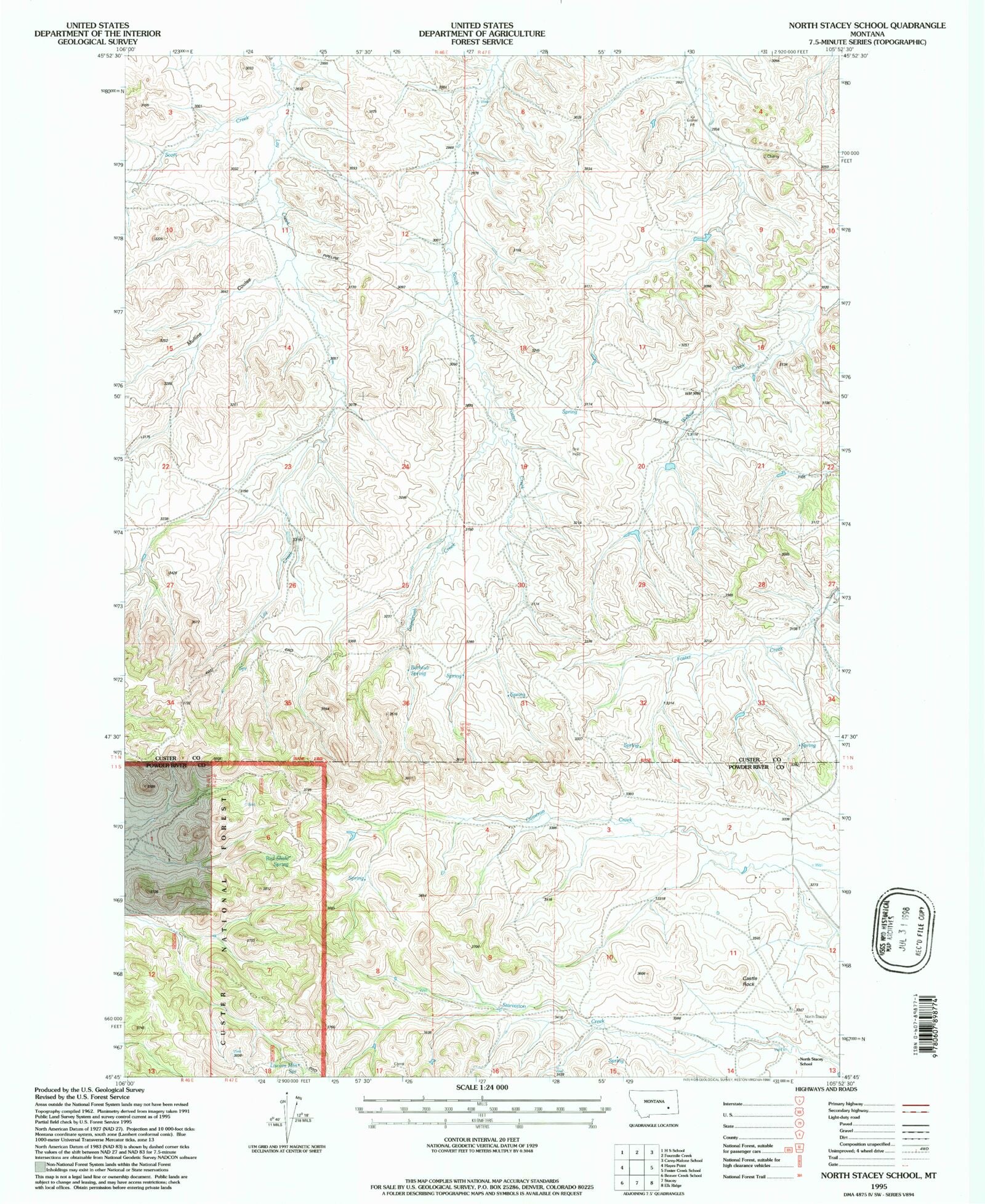 Classic USGS North Stacey School Montana 7.5'x7.5' Topo Map – MyTopo ...