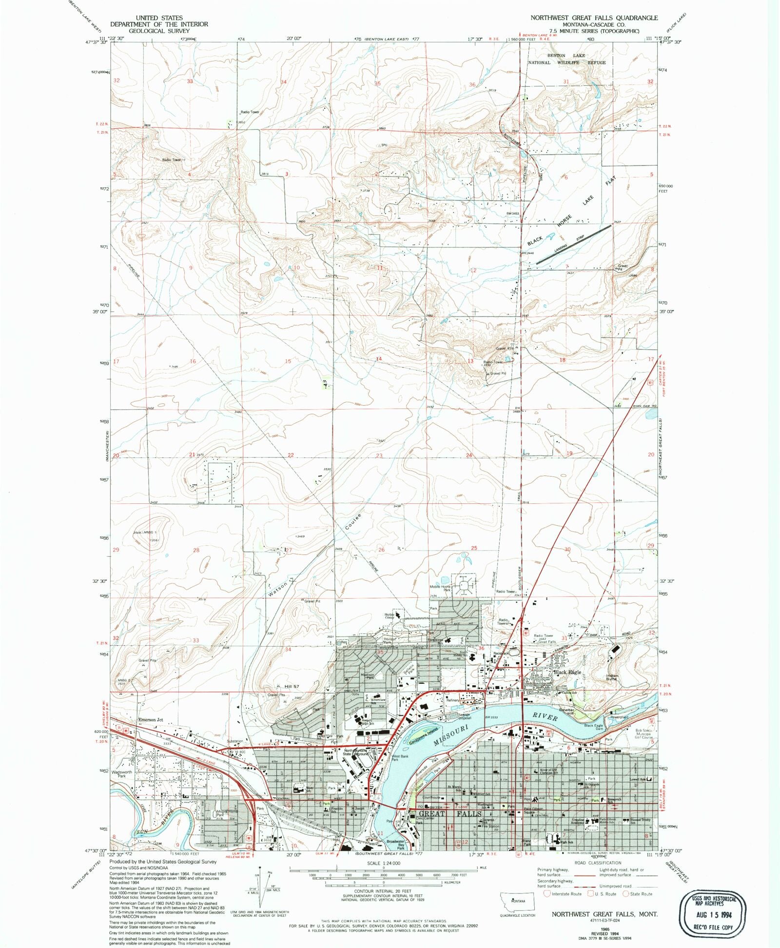 Classic USGS Northwest Great Falls Montana 7.5'x7.5' Topo Map – MyTopo ...