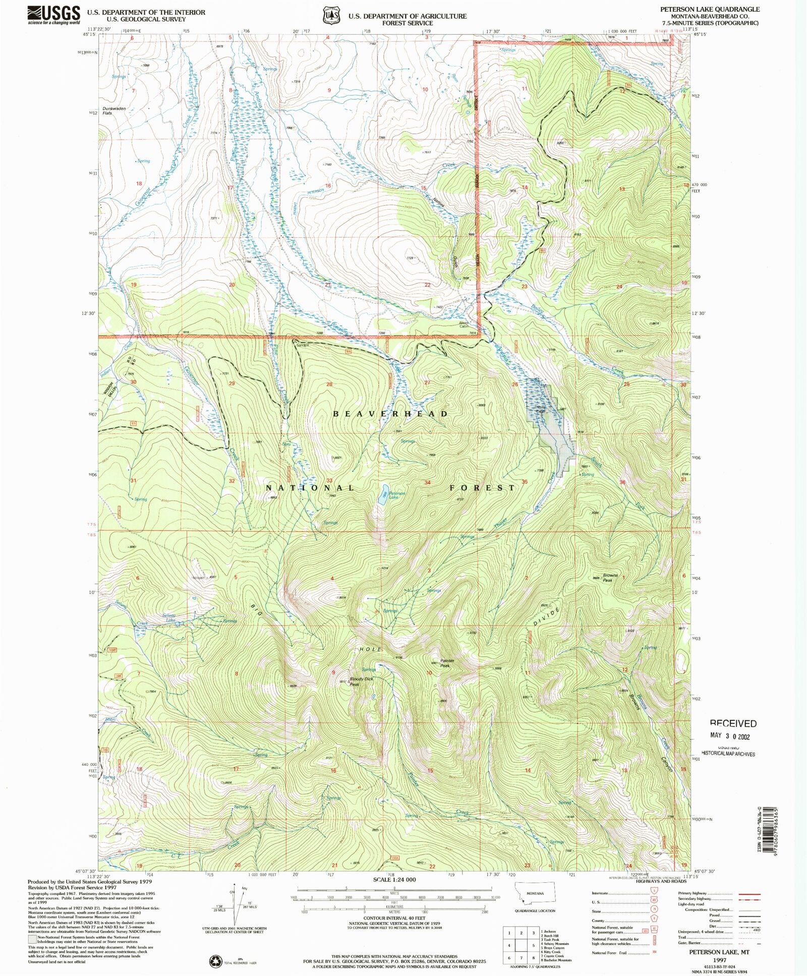Classic USGS Peterson Lake Montana 7.5'x7.5' Topo Map – MyTopo Map Store