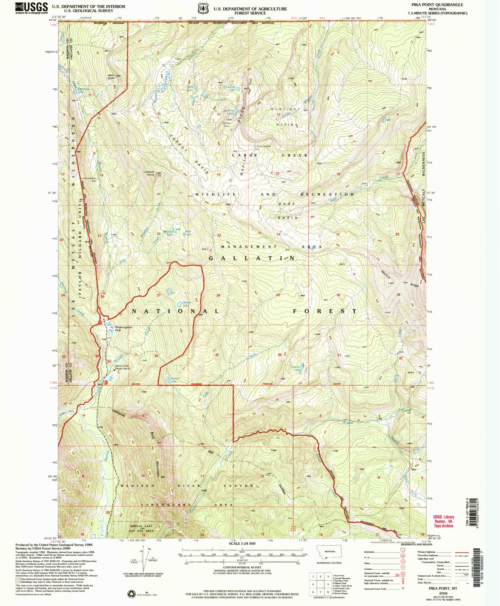Classic USGS Pika Point Montana 7.5'x7.5' Topo Map – MyTopo Map Store