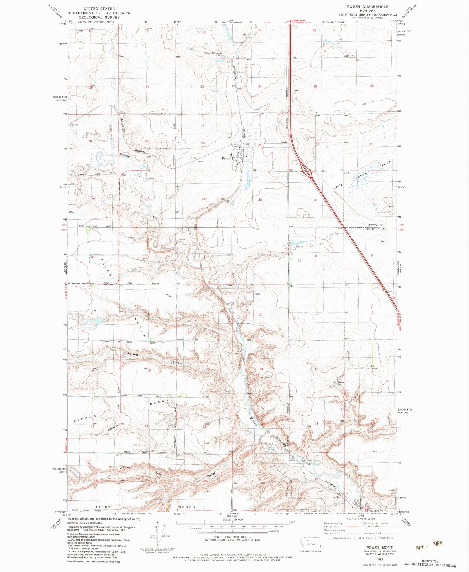 Classic USGS Power Montana 7.5'x7.5' Topo Map – MyTopo Map Store