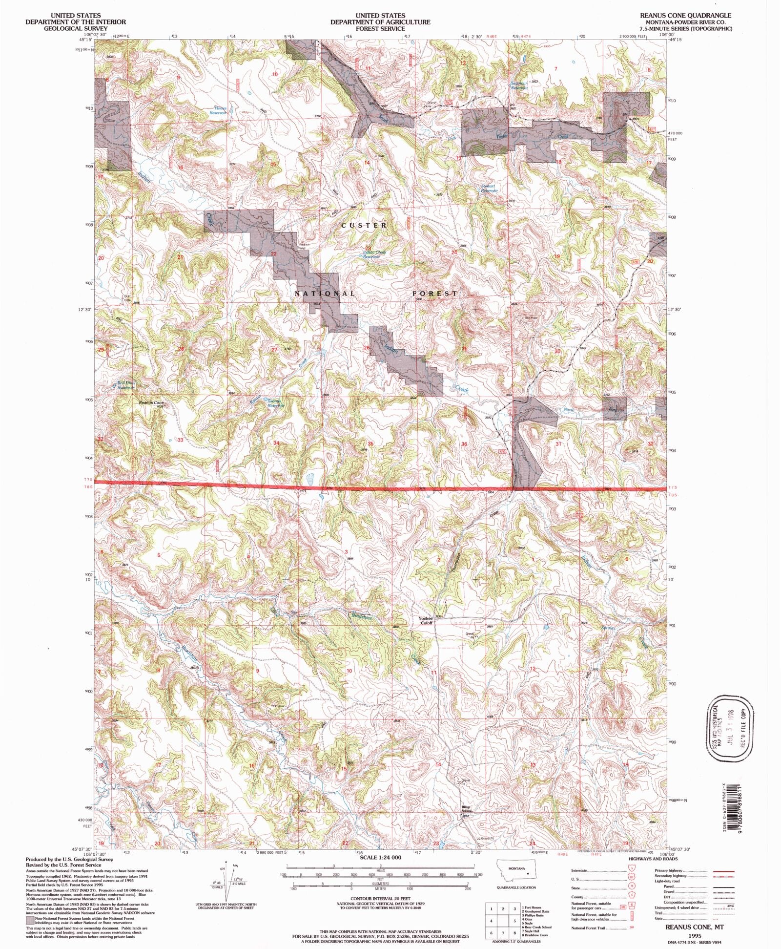 Classic USGS Reanus Cone Montana 7.5'x7.5' Topo Map – MyTopo Map Store