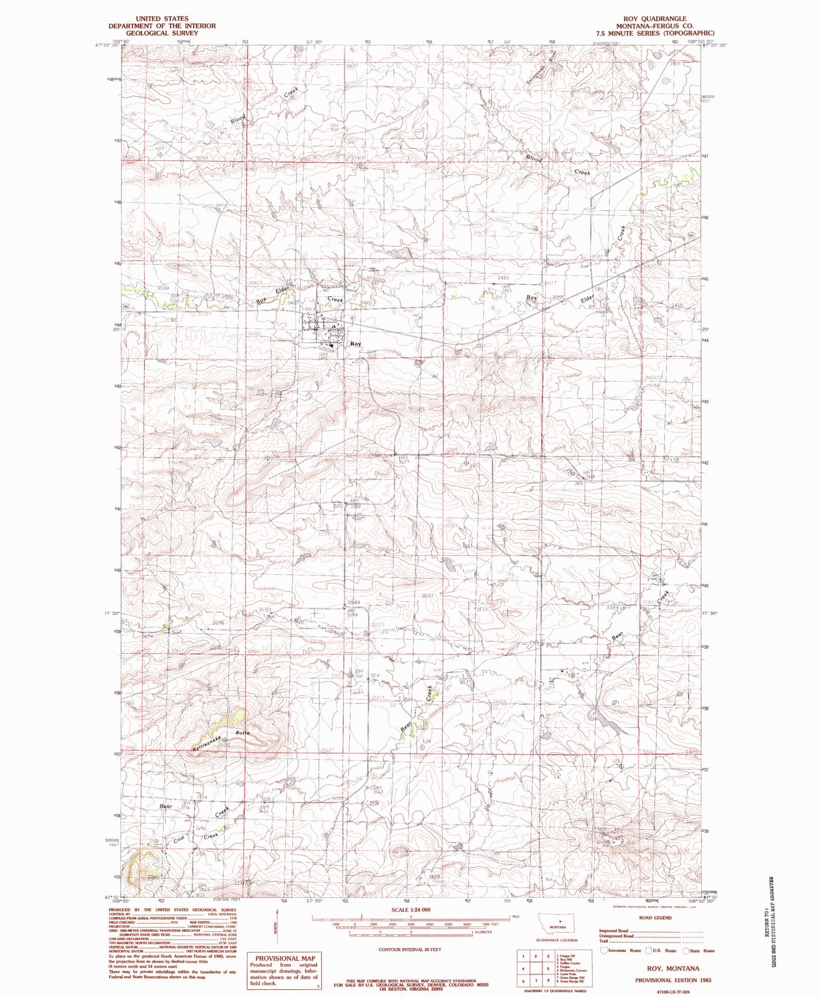 Classic USGS Roy Montana 7.5'x7.5' Topo Map – MyTopo Map Store