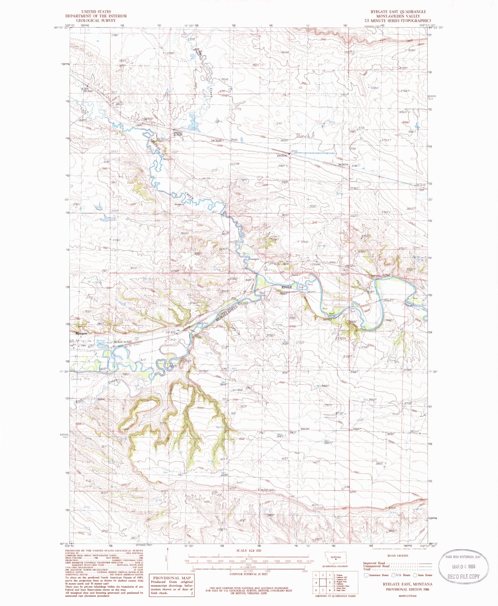 Classic USGS Ryegate East Montana 7.5'x7.5' Topo Map – MyTopo Map Store