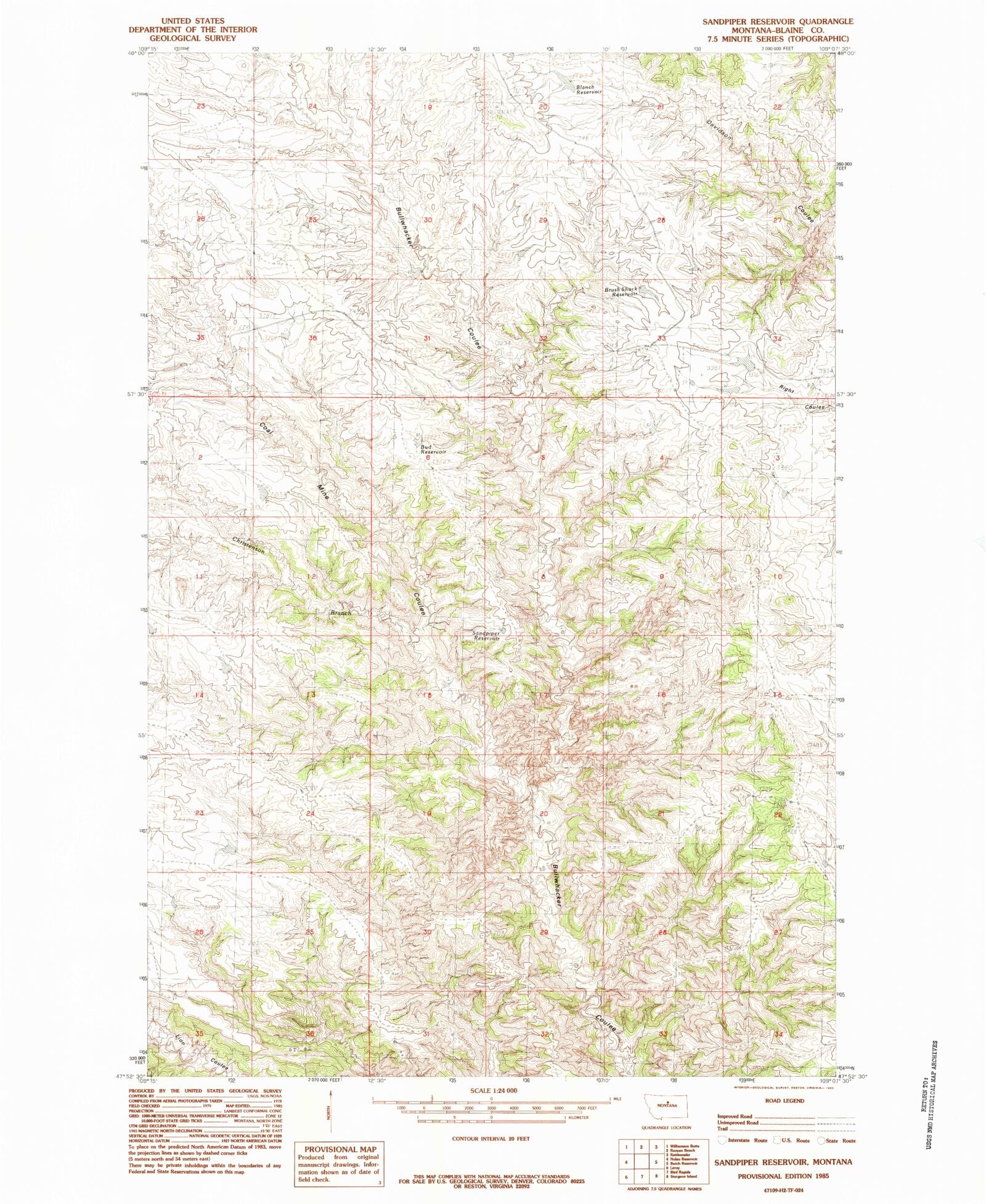 Classic USGS Sandpiper Reservoir Montana 7.5'x7.5' Topo Map – MyTopo ...