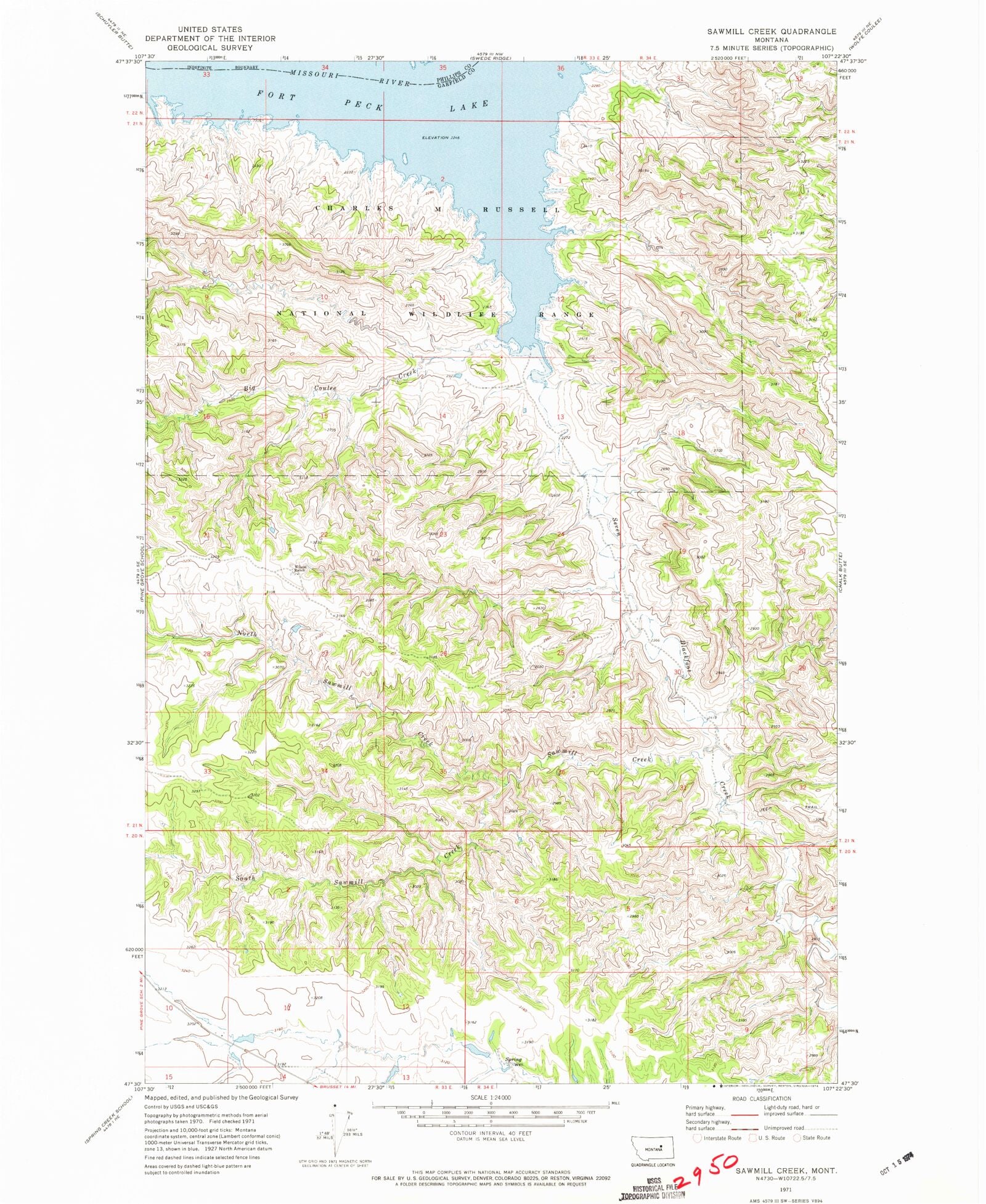 Classic USGS Sawmill Creek Montana 7.5'x7.5' Topo Map – MyTopo Map Store